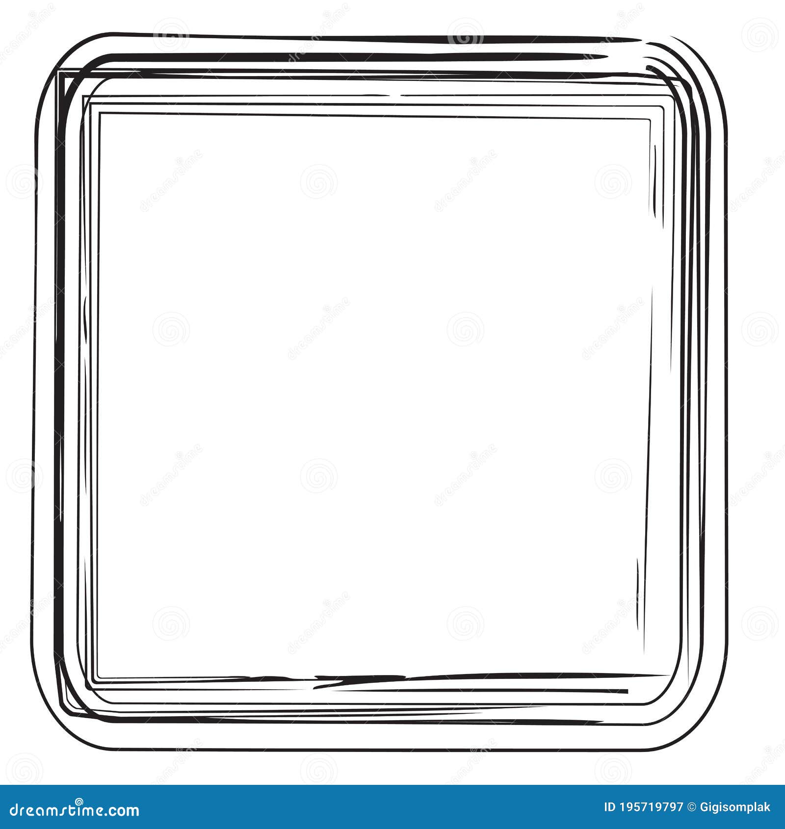 Vector Hand Draw Sketch Square Frame from Multiple Black Thick Mark for ...