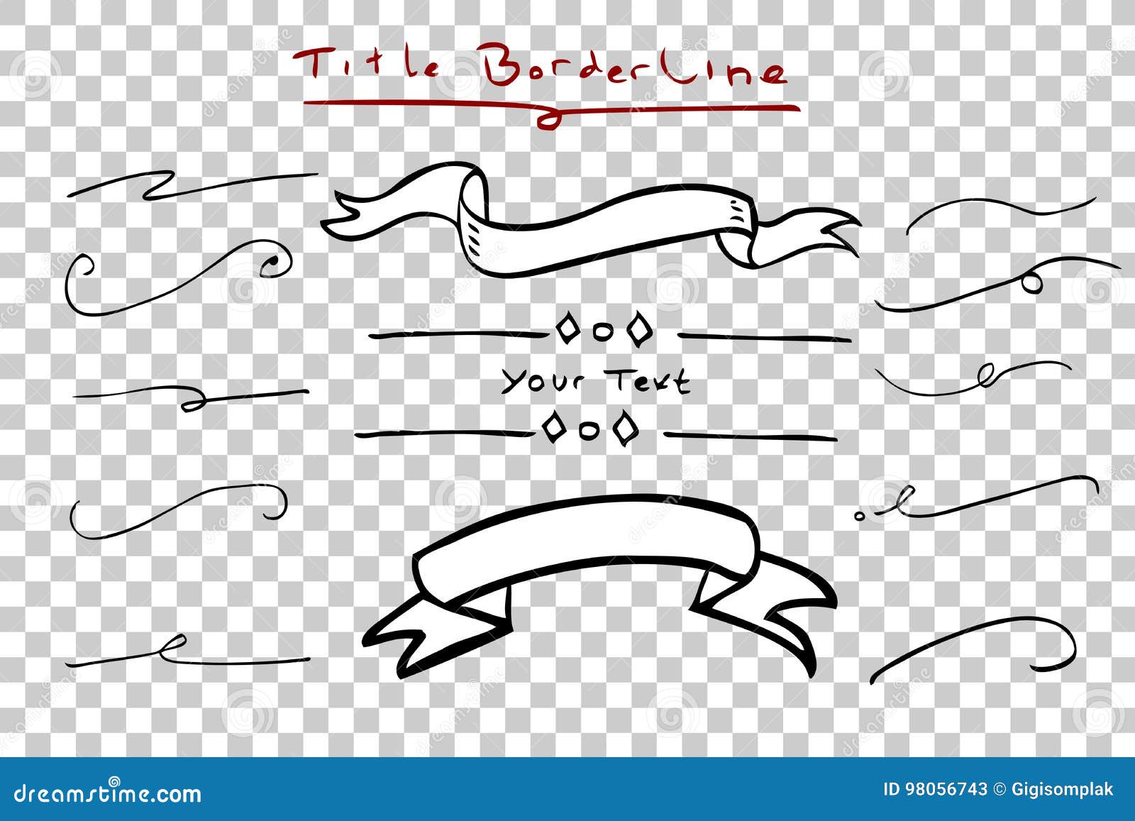 Hand Draw Sketch of Various Wedding Title Border, at Transparent Effect ...