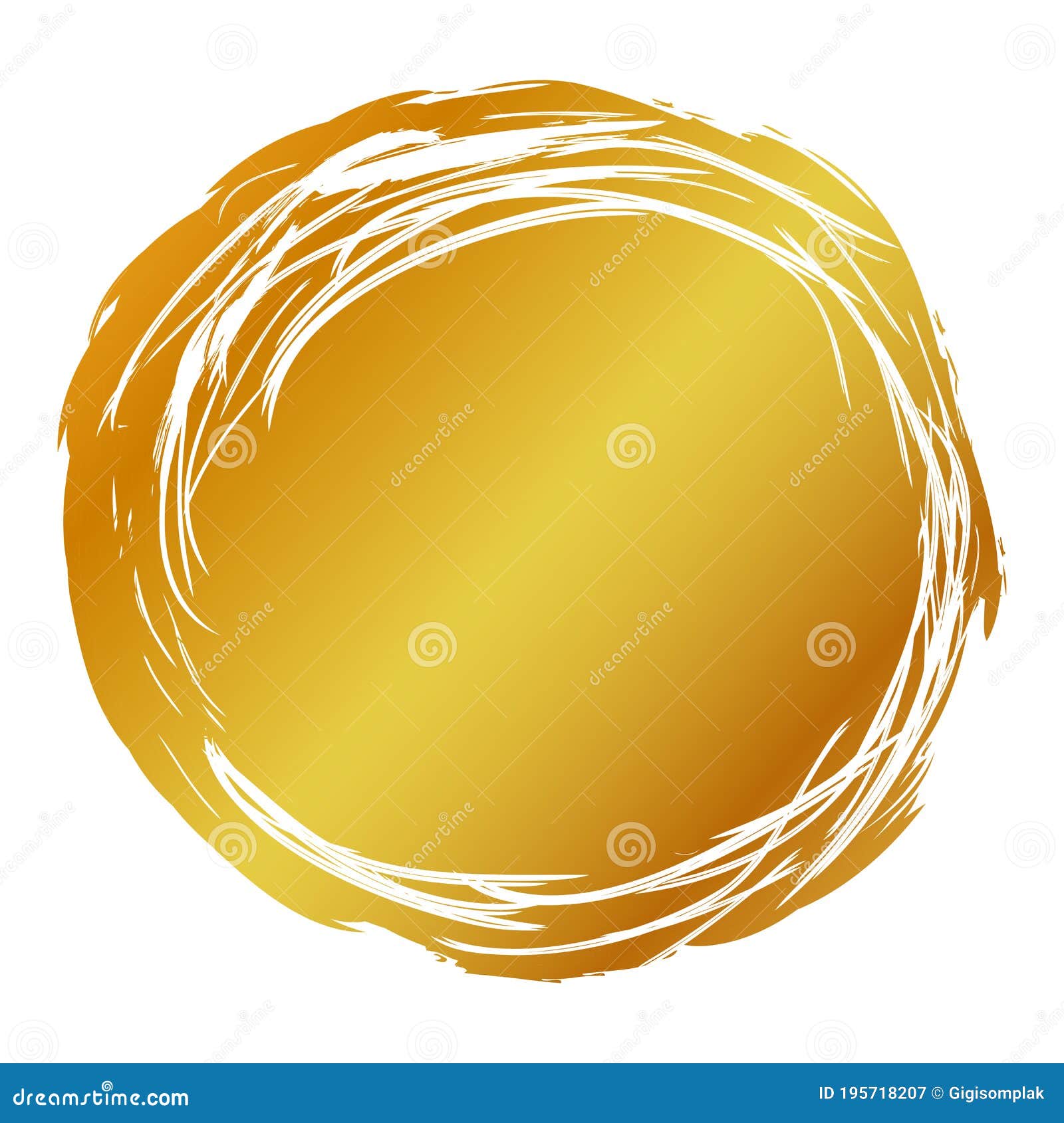 Vector Hand Draw Streak Sketch Golden Circle Frame for Your Element ...