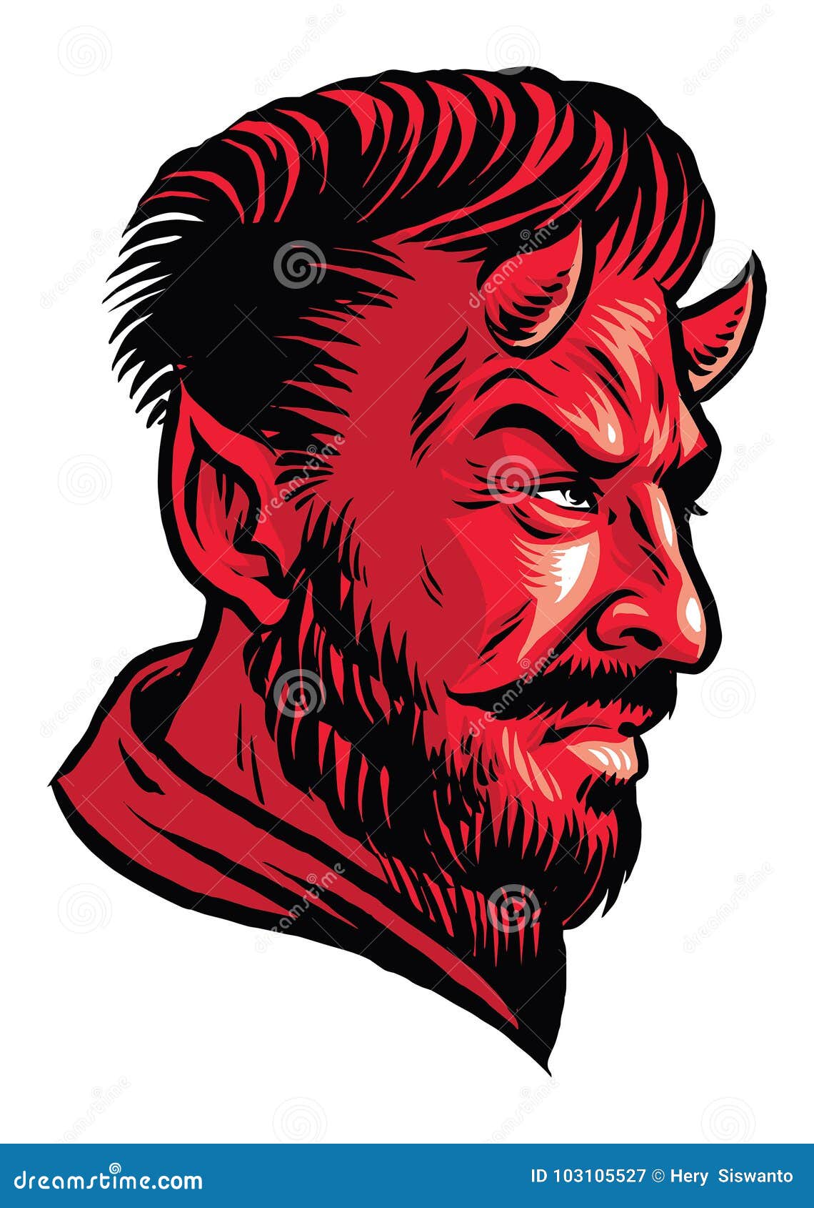 Devil head stock vector. Illustration of sinister, horned - 103105527