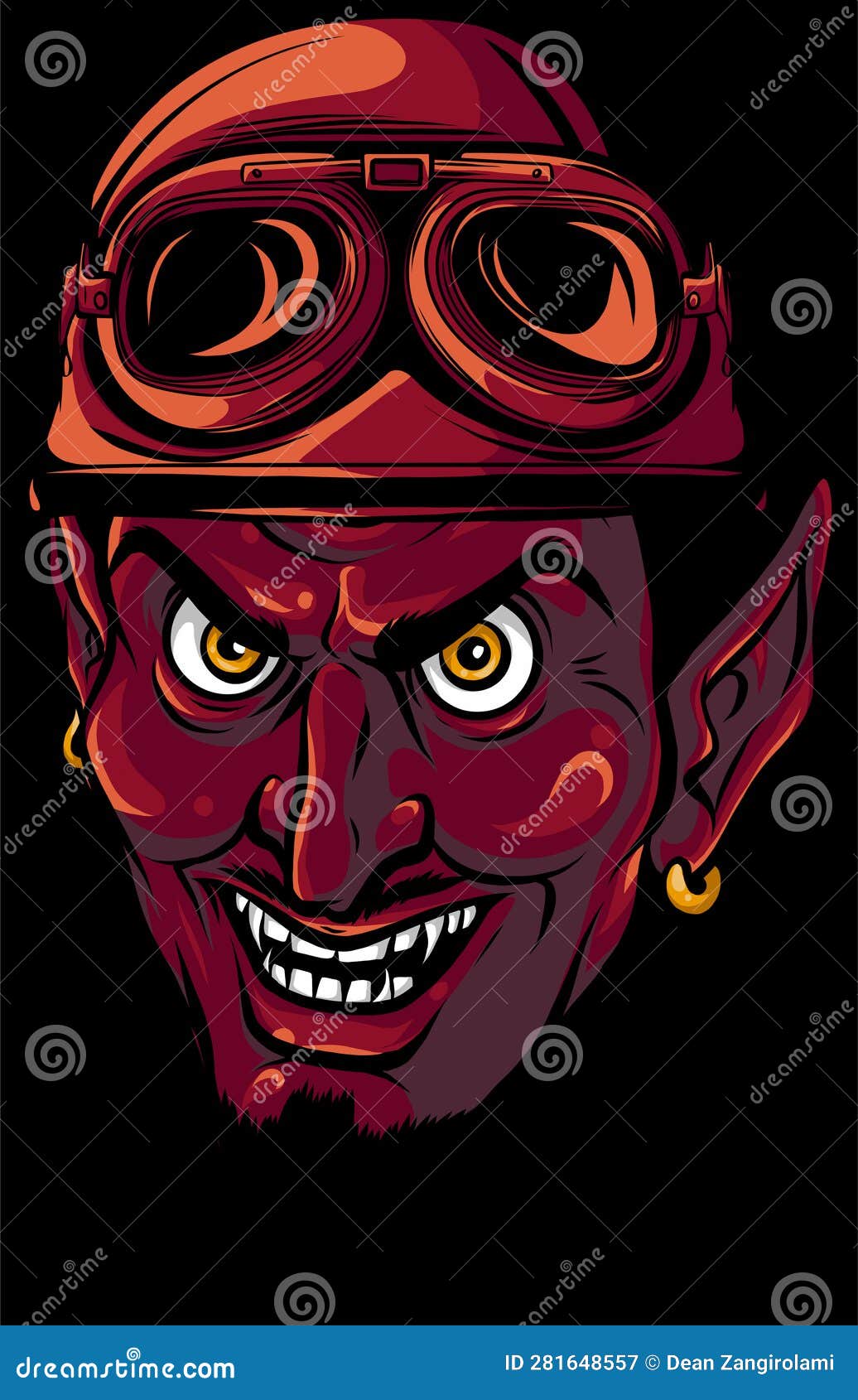 Devil With Motorcycle Engine Vector Illustration | CartoonDealer.com ...