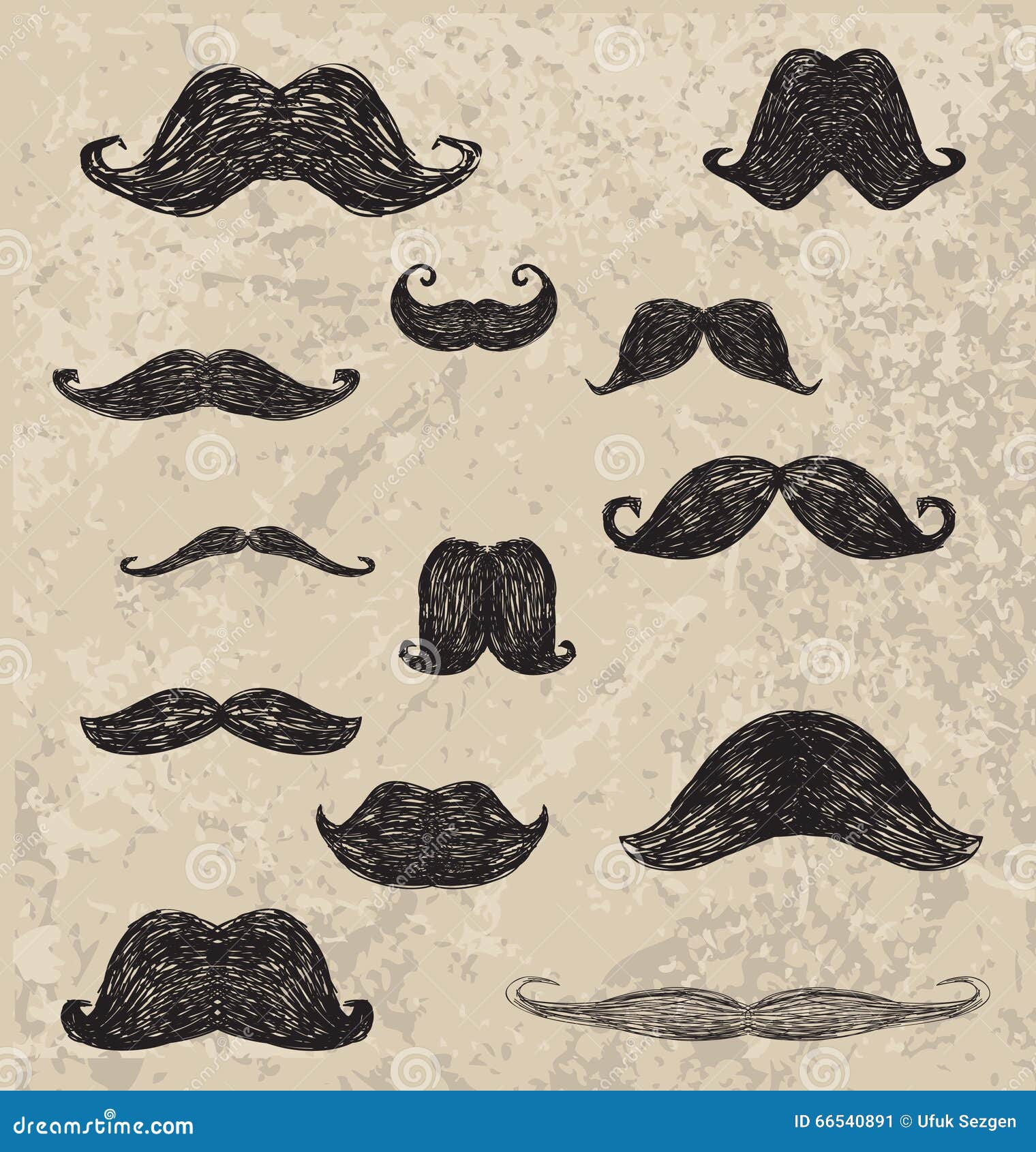 Vector Hand Drawing Different Hipster Moustache Stock Vector ...
