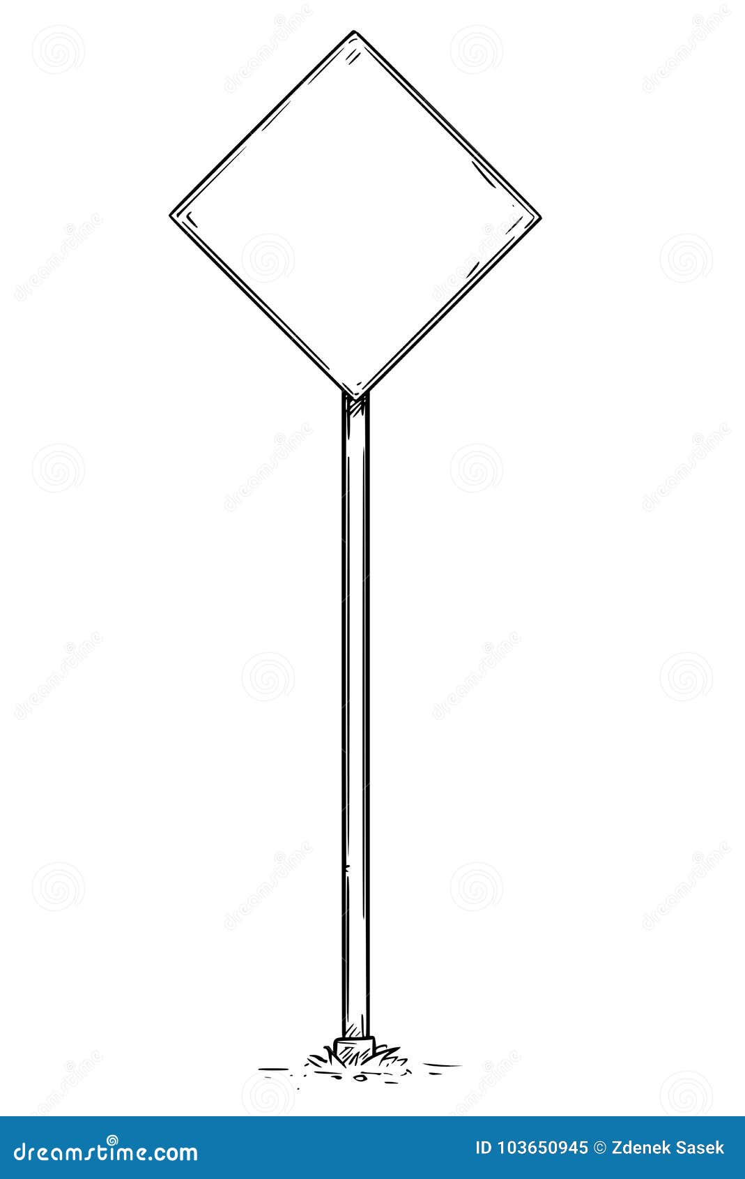 Drawing of Empty Blank Traffic Sign Stock Vector - Illustration of ...