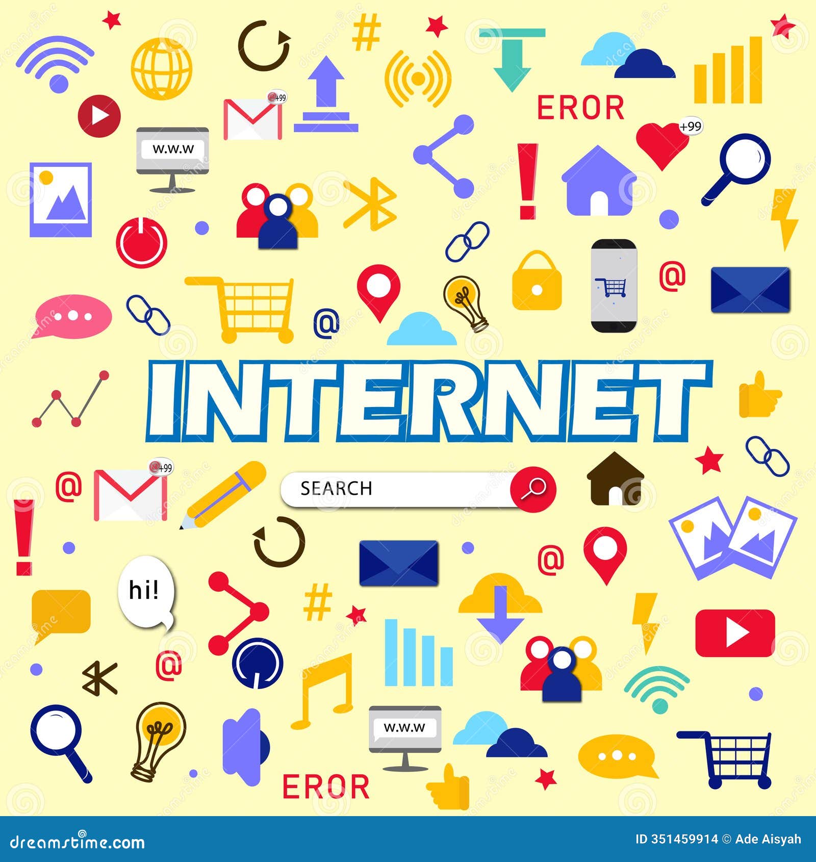 Vector Hand Drawing Internet Icon Doodle Icon Idea Set Word ...