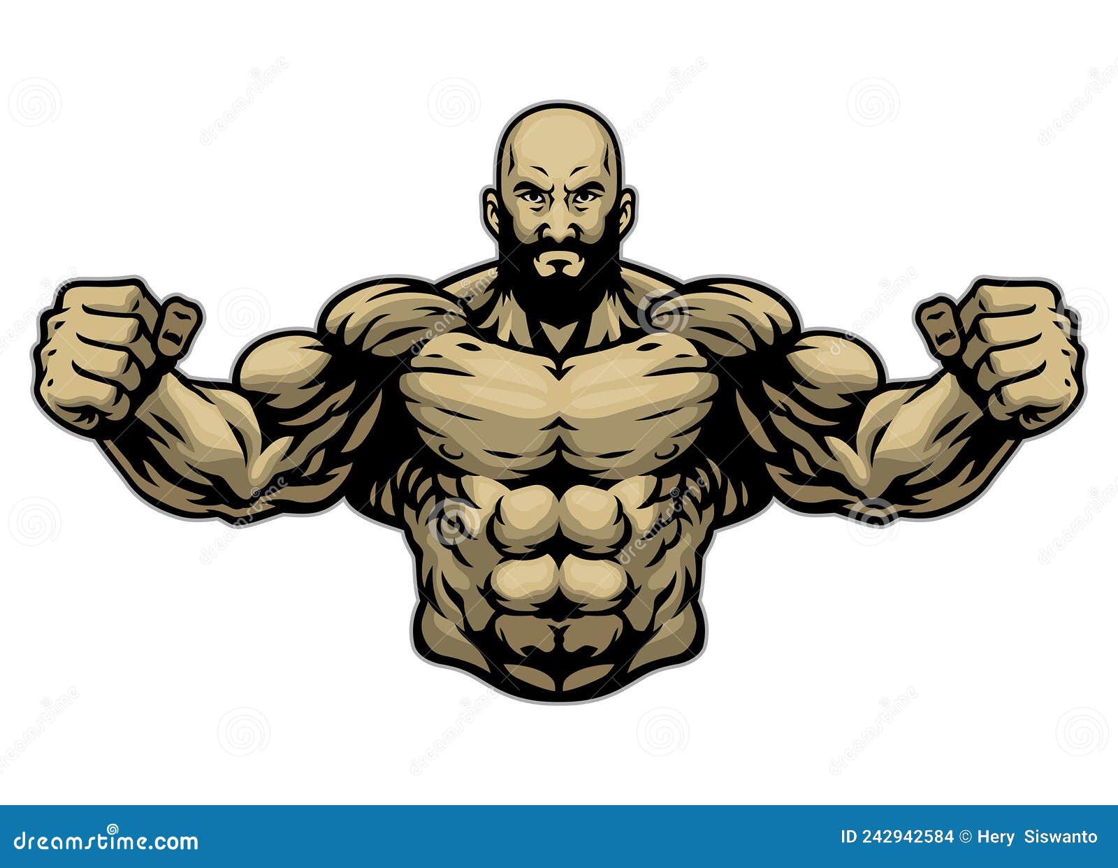 Hand Drawing of Muscle Bodybuilder Stock Vector - Illustration of ...