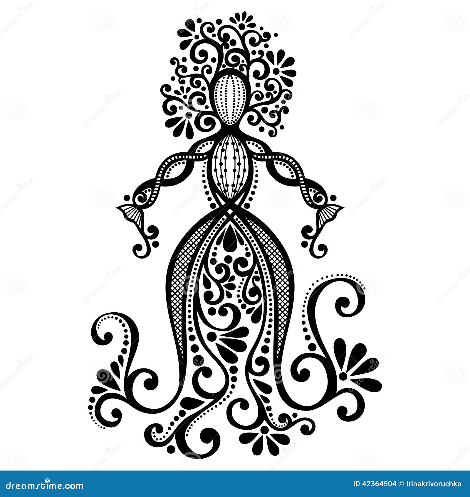 Vector Hand Drawing Silhouette of Floral Goddess Stock Vector ...