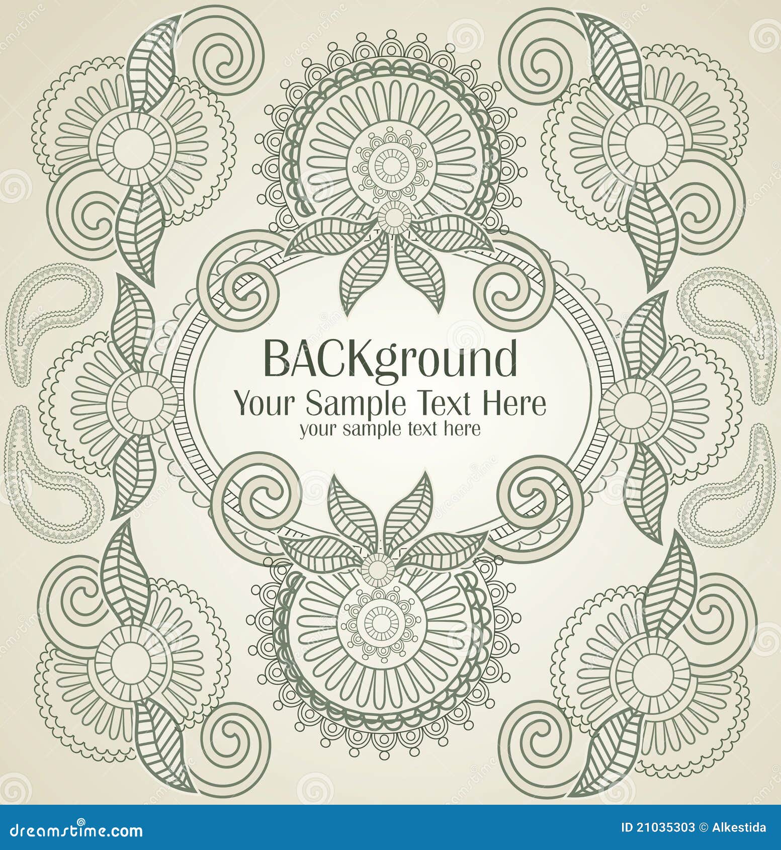 Vector Hand-drawn Abstract Flowers Pattern Stock Vector - Illustration ...