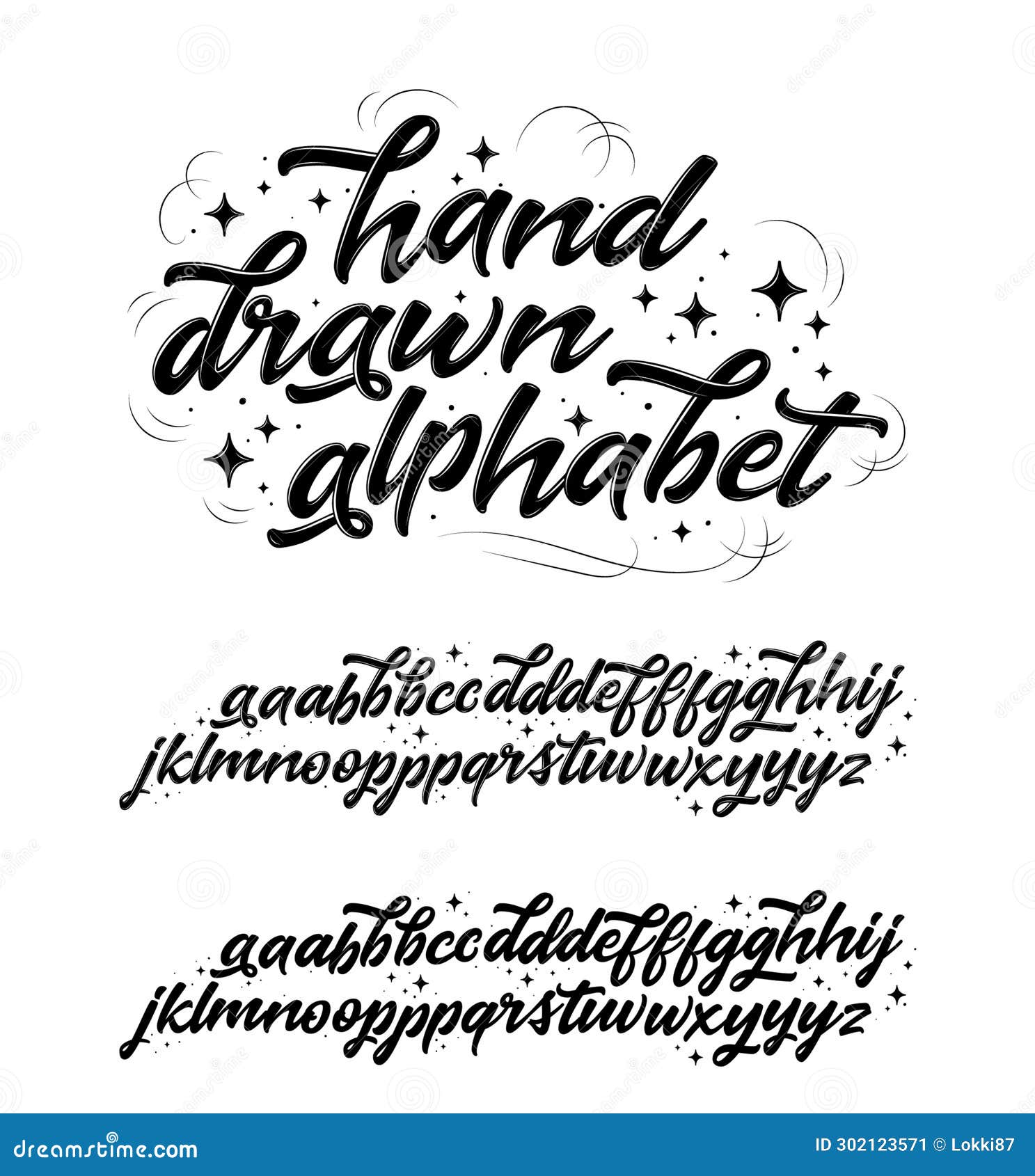 Vector Hand Drawn Alphabet. Brush Paint Decorative Letters. Custom ...