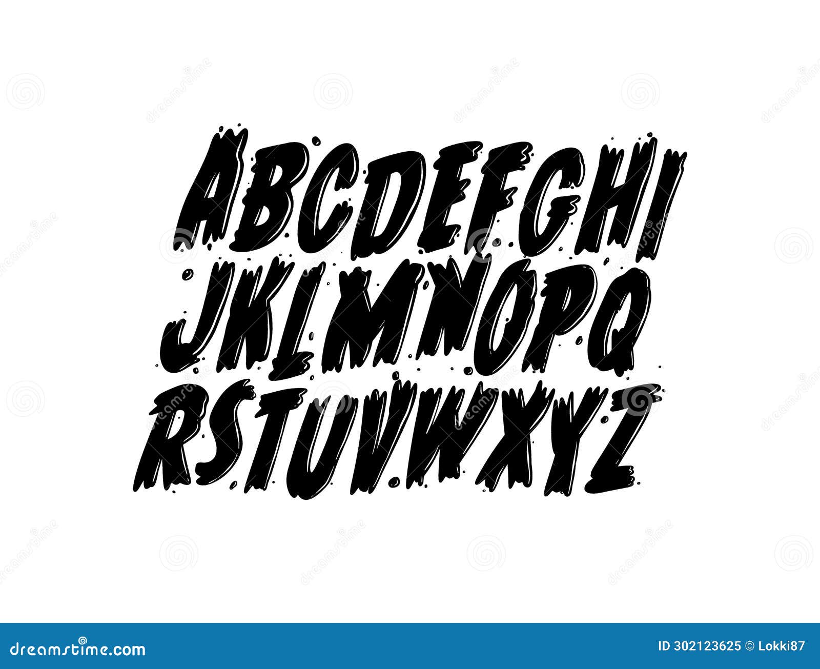 Vector Hand Drawn Alphabet. Brush Paint Decorative Letters. Custom ...