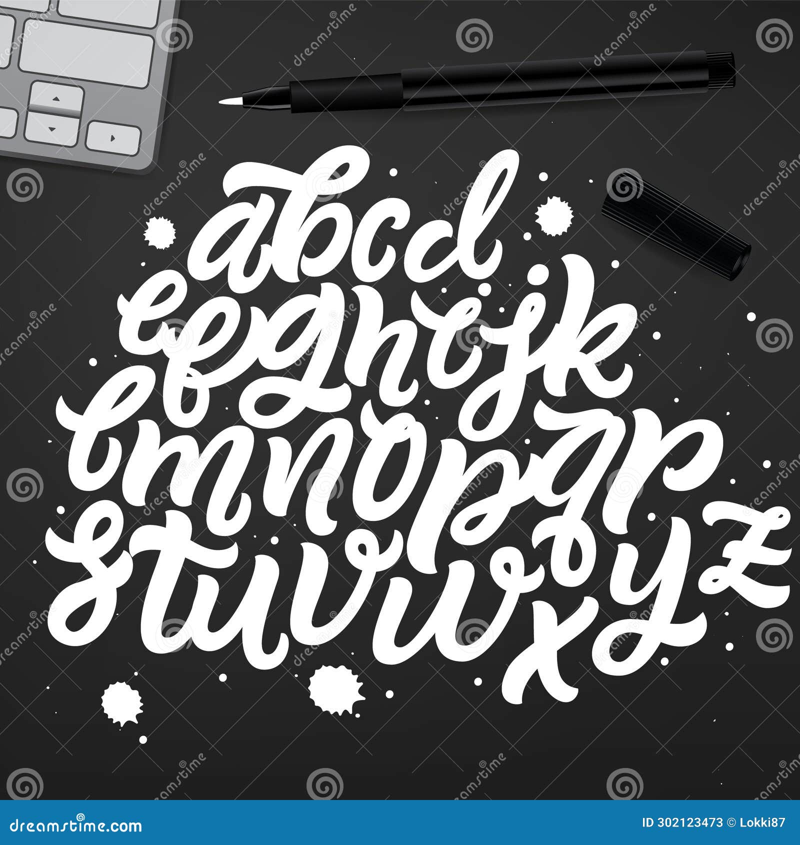 Vector Hand Drawn Alphabet. Brush Paint Letters Stock Vector ...