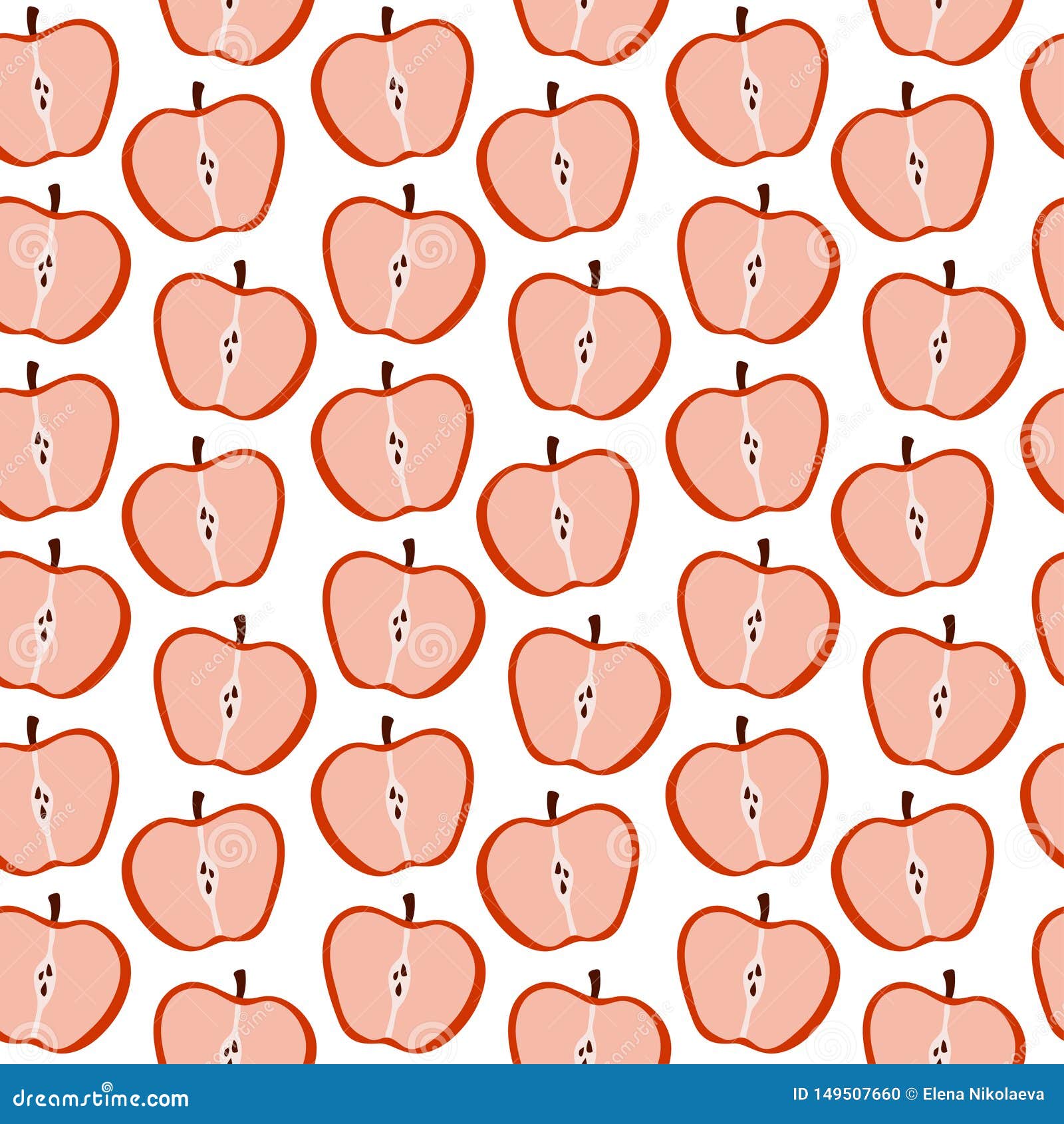 Hand Drawn Apple Vector Seamless Pattern Stock Vector Illustration Of