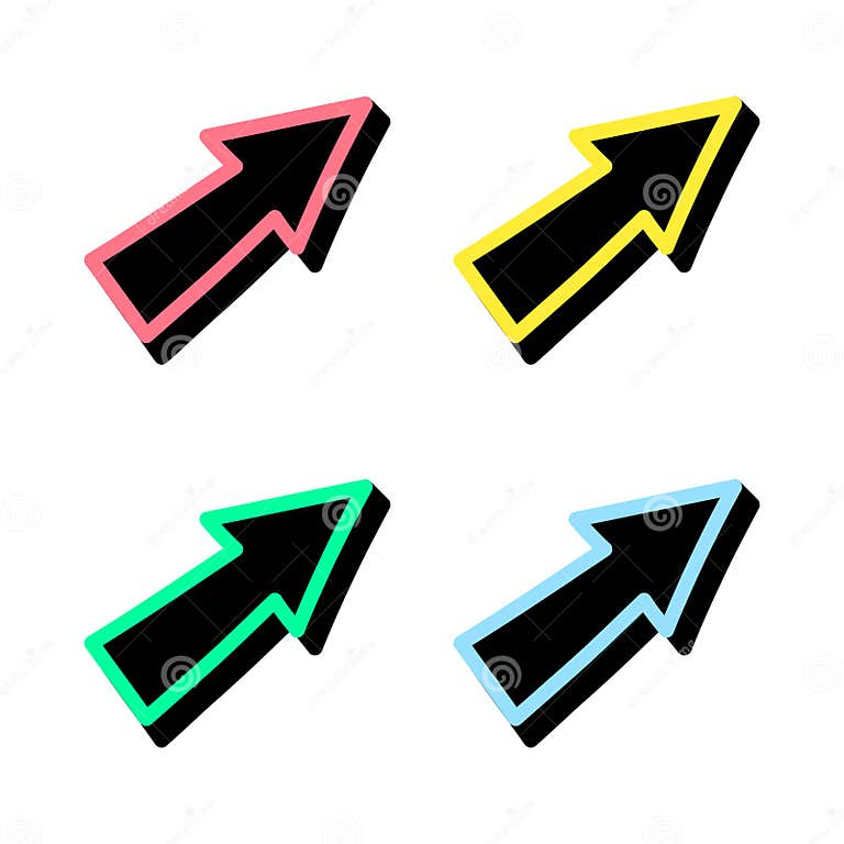 Vector Hand Drawn Arrow Pointing Icon in Multiple Color Stock ...