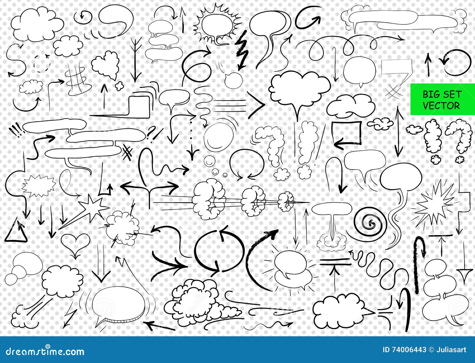 Doodle Comic Energy Explosion. Cartoon Flame Smoke Cloud, Speed Hit Vfx ...