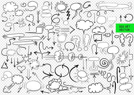 Vector Hand Drawn Arrows and Comic Blank Stock Vector - Illustration of ...