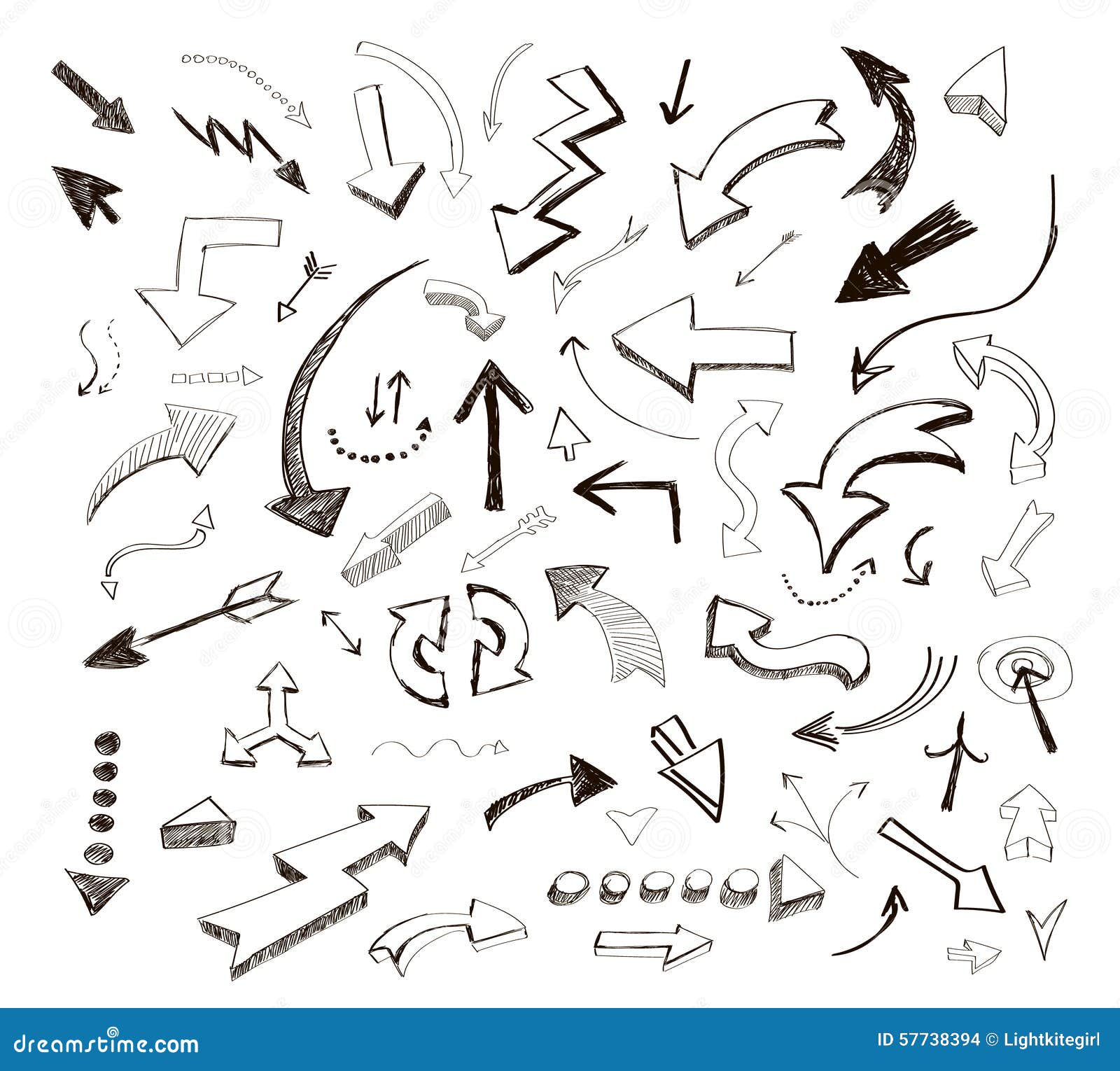 Vector Hand Drawn Arrows Icons Set on White Stock Vector - Illustration ...