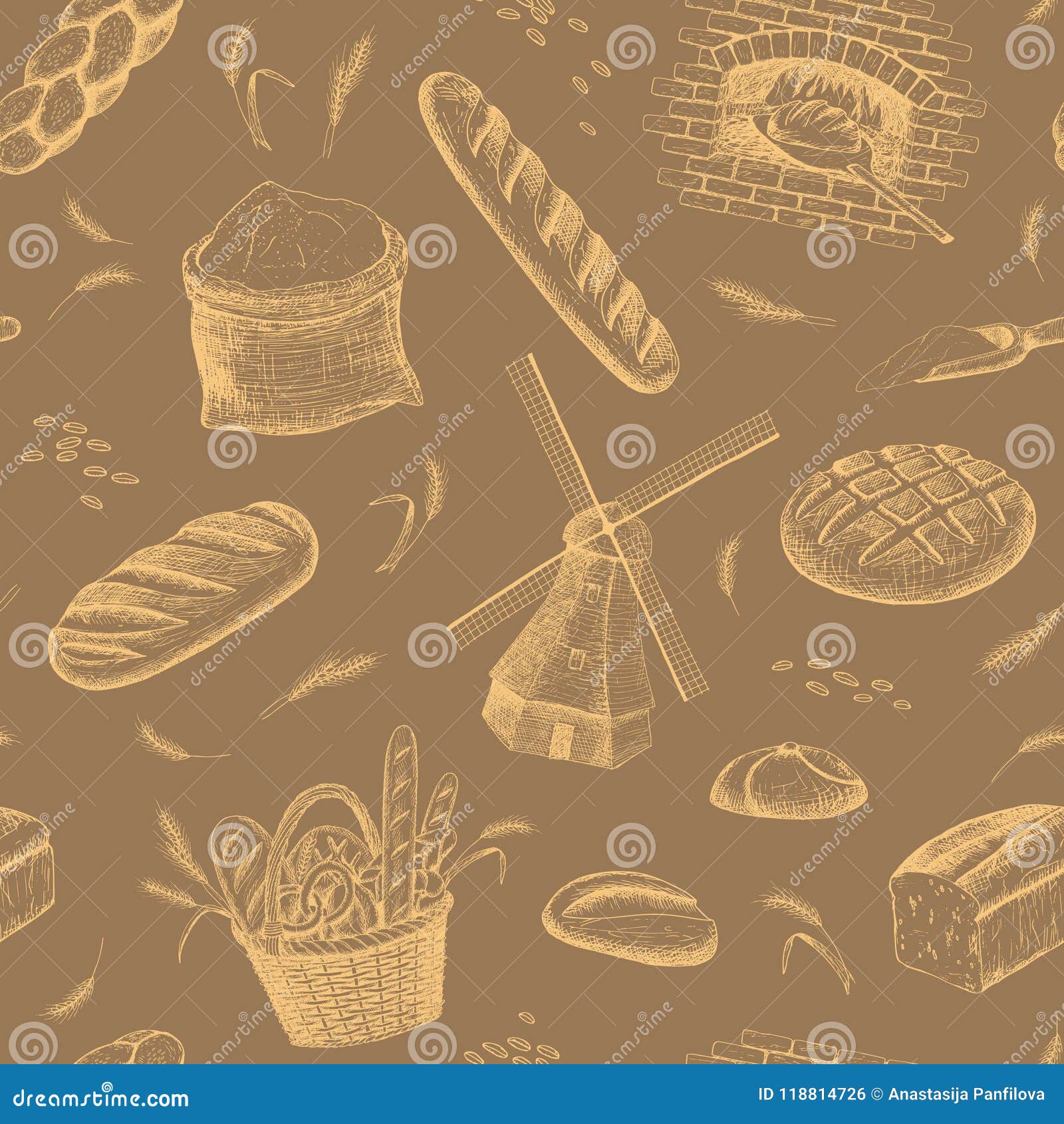 Bakery pattern. stock vector. Illustration of baking - 118814726