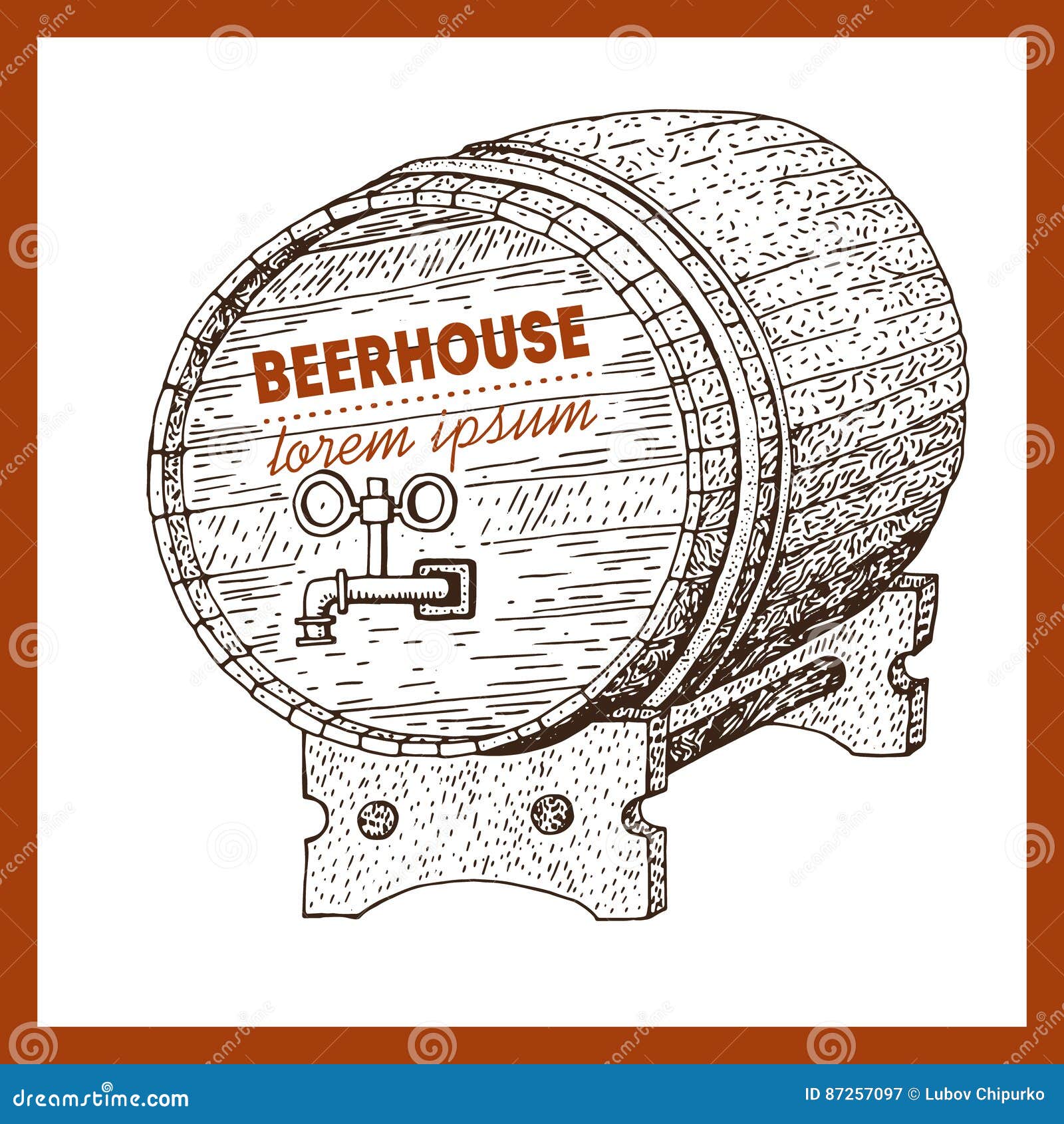Vector Hand Drawn Beer Barrel. Logo Template Stock Vector ...