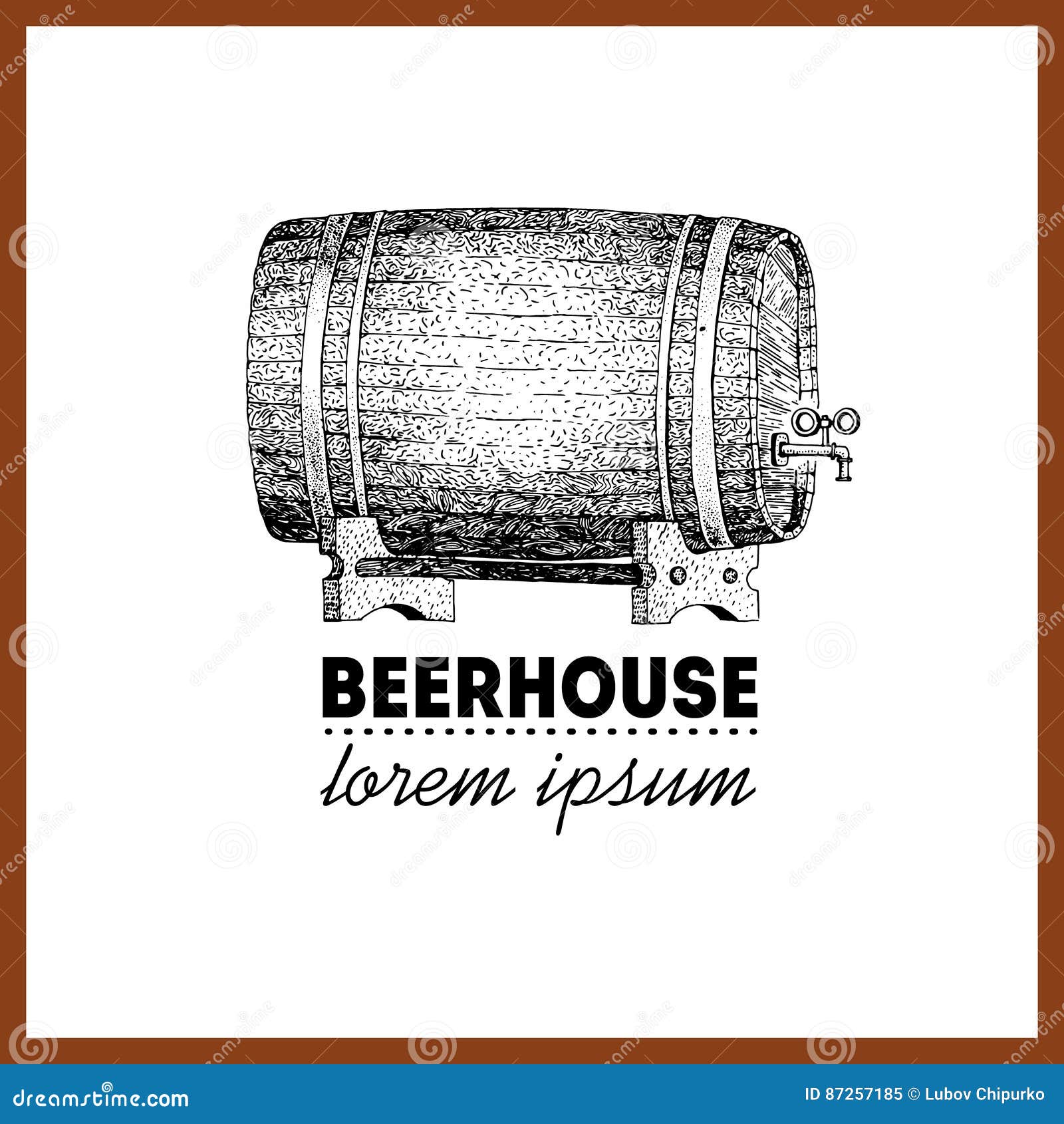 Vector Hand Drawn Beer Barrel. Logo Template Stock Vector ...