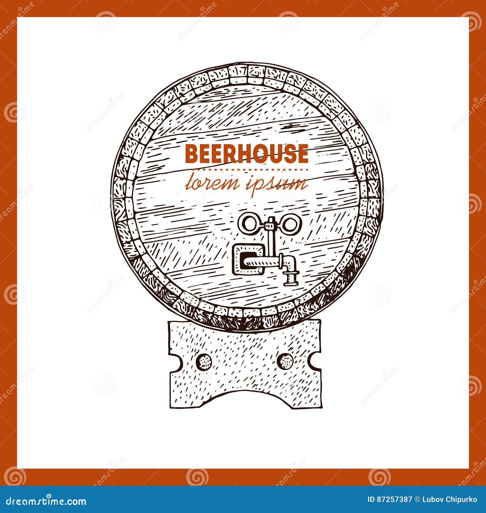 Vector Hand Drawn Beer Barrel. Logo Template Stock Vector ...