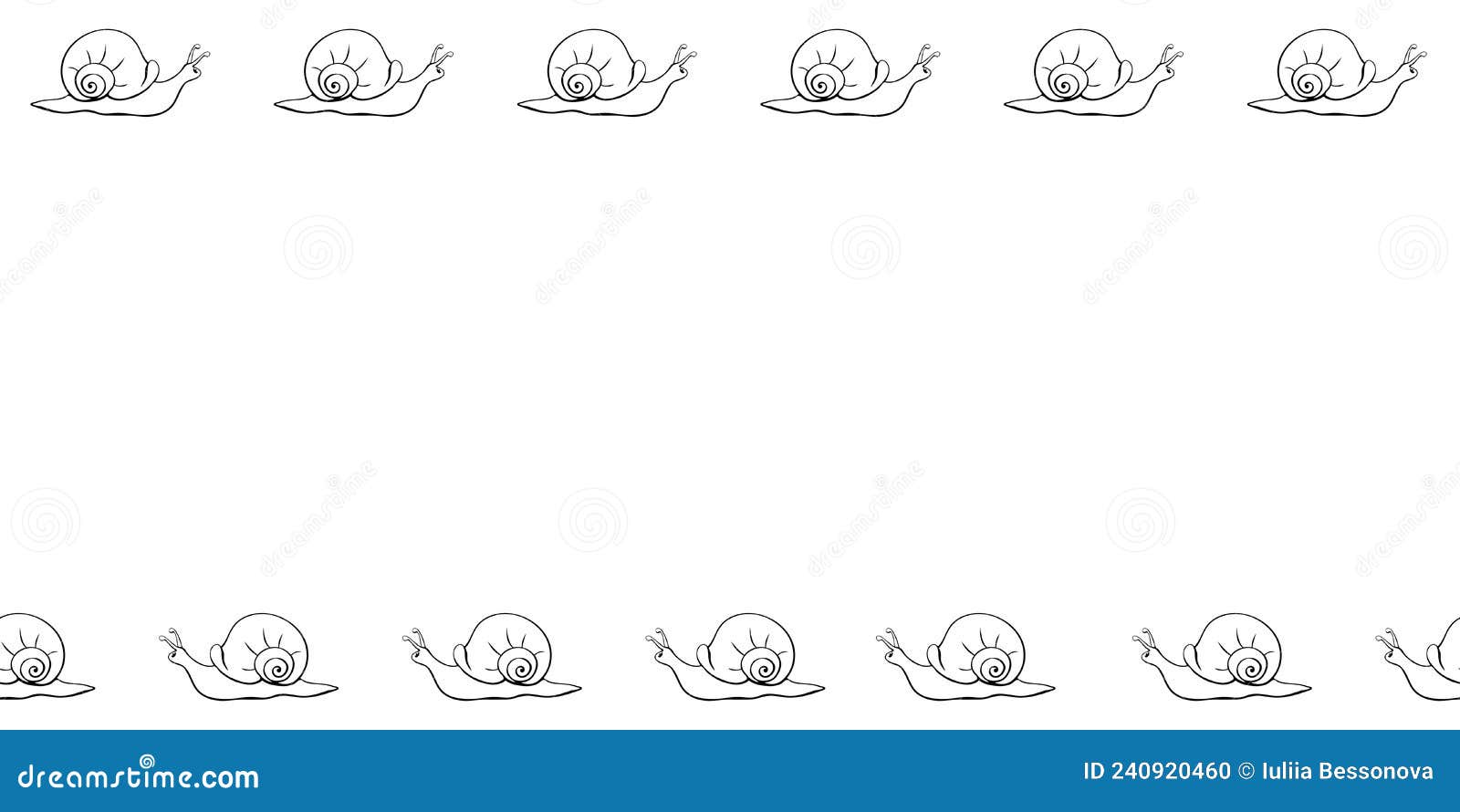 Vector Hand Drawn Border, Frame of Outline Cute Snails in Doodle Style ...