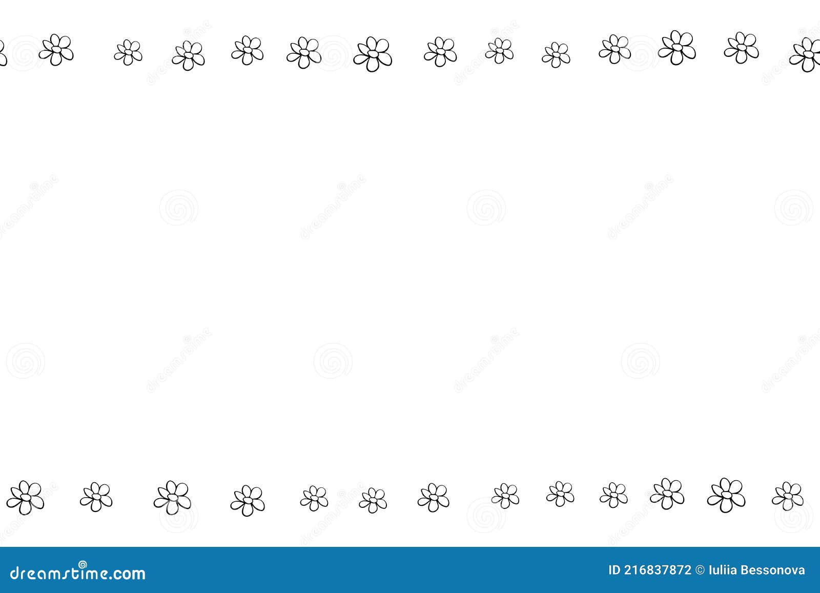 Vector Hand Drawn Border, Frame of Small Outline Black Flowers ...