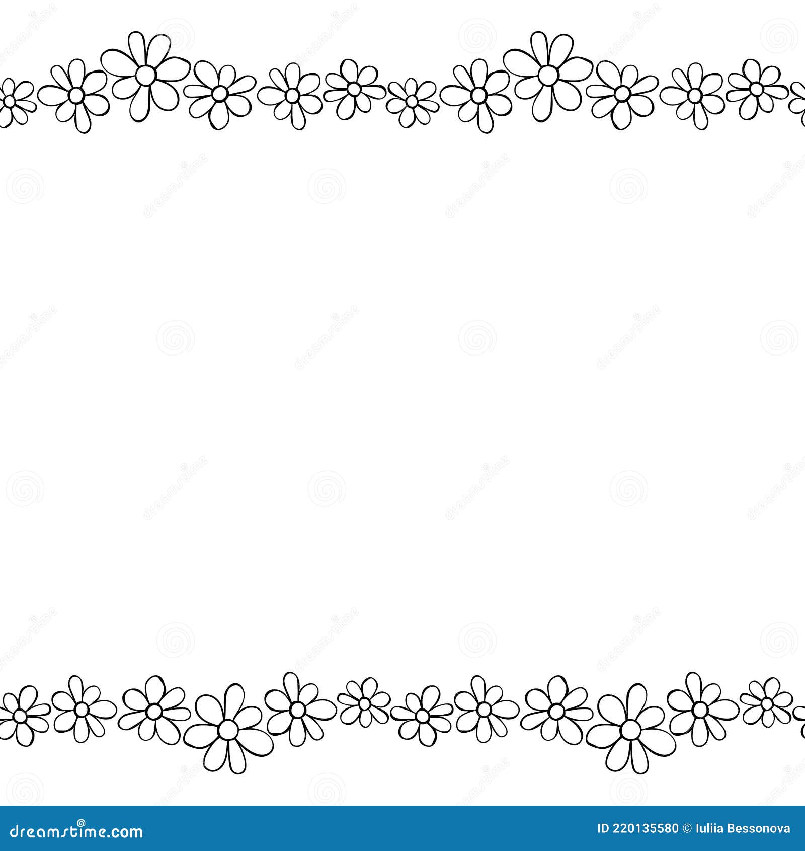 Flower Bottom Border Black And White