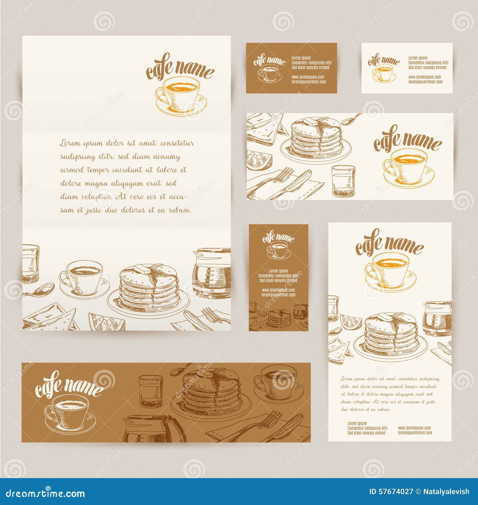 Vector Hand Drawn Breakfast and Branch Backgrounds Stock Vector ...