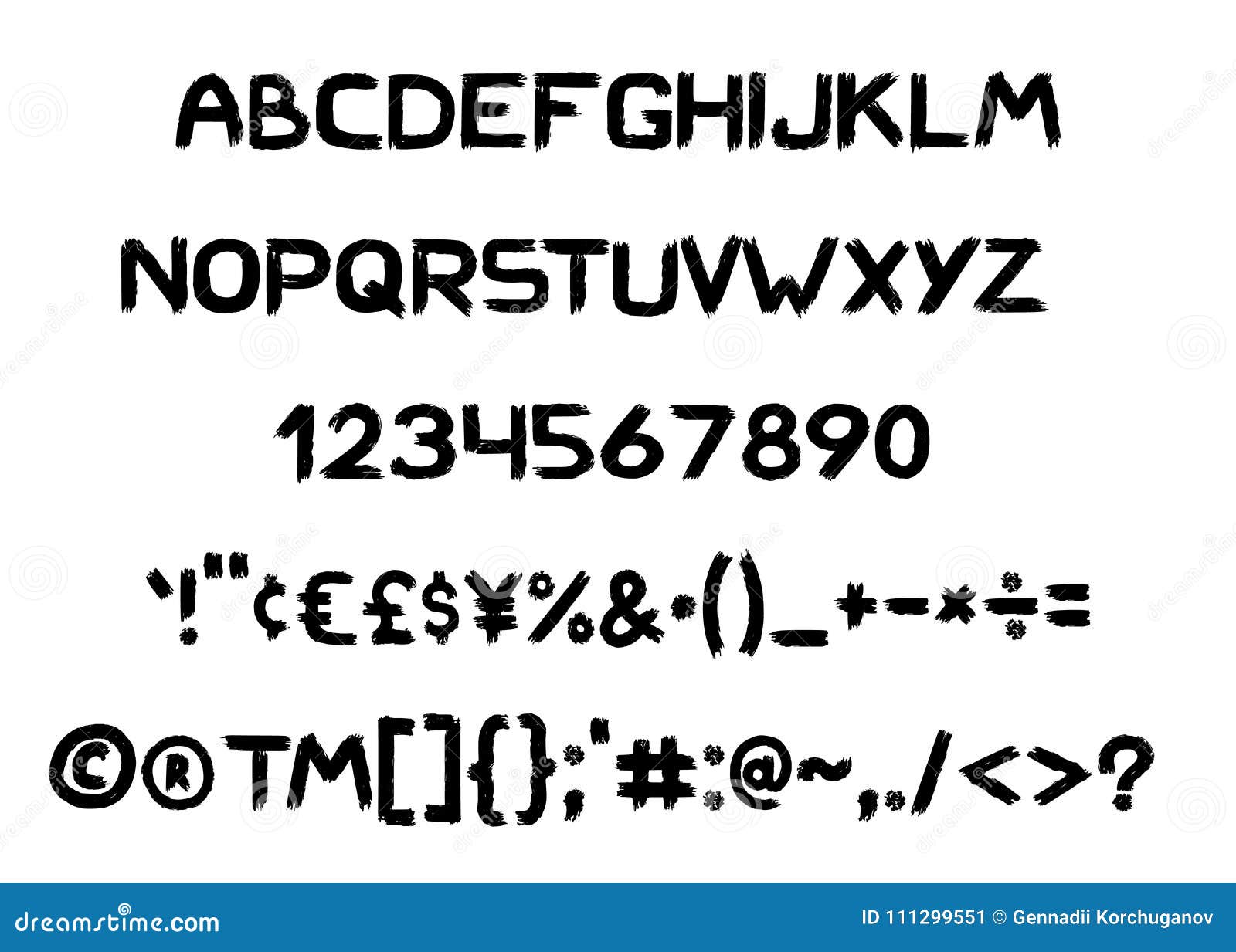 Vector Hand Drawn Brush Painted Letters. Stock Vector - Illustration of ...