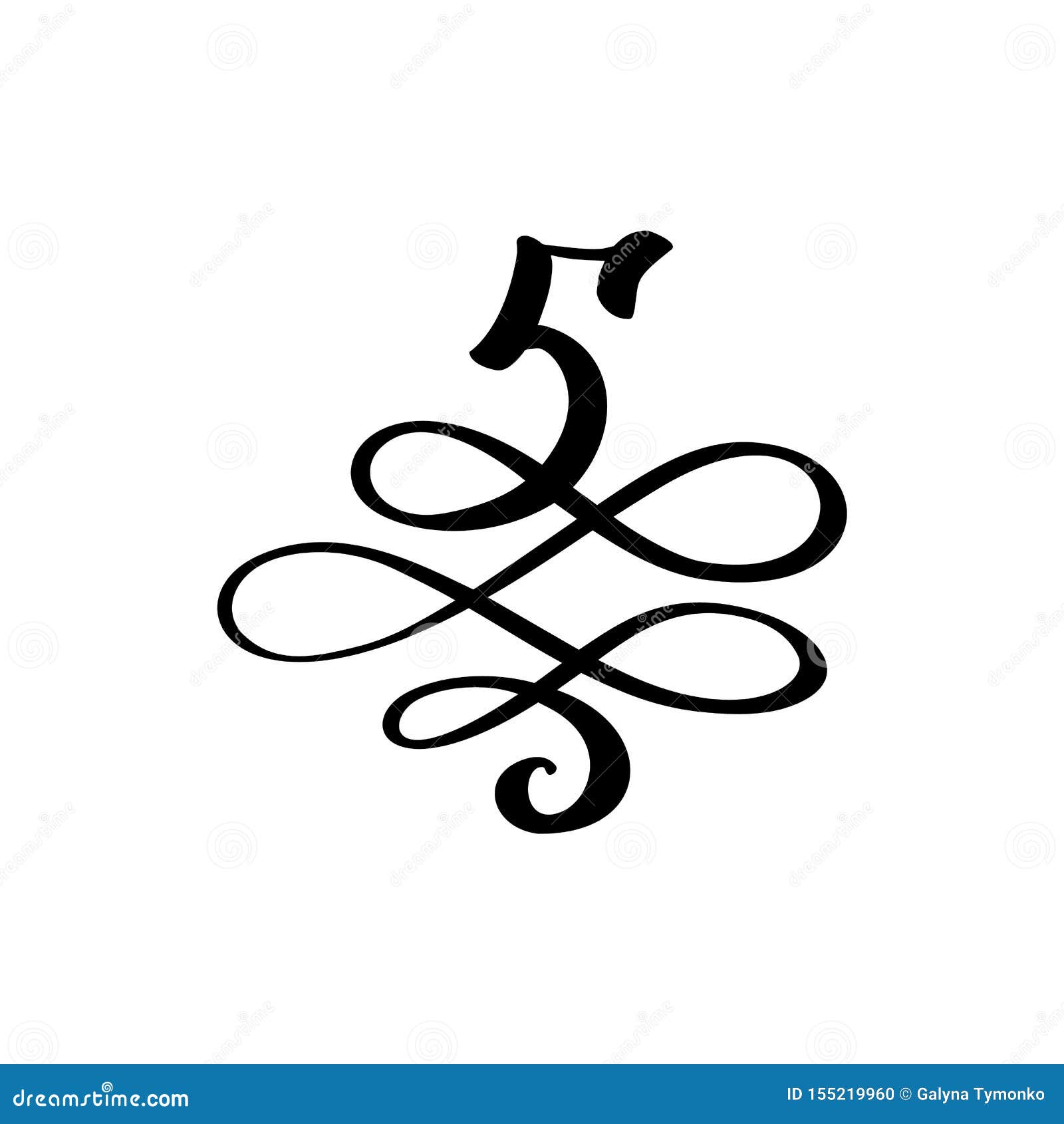 Vector Hand Drawn Calligraphic Floral Number 5 Monogram or Logo. Hand ... Vector Hand Drawn Calligraphic Floral Number 5 Monogram or Logo. Hand ...