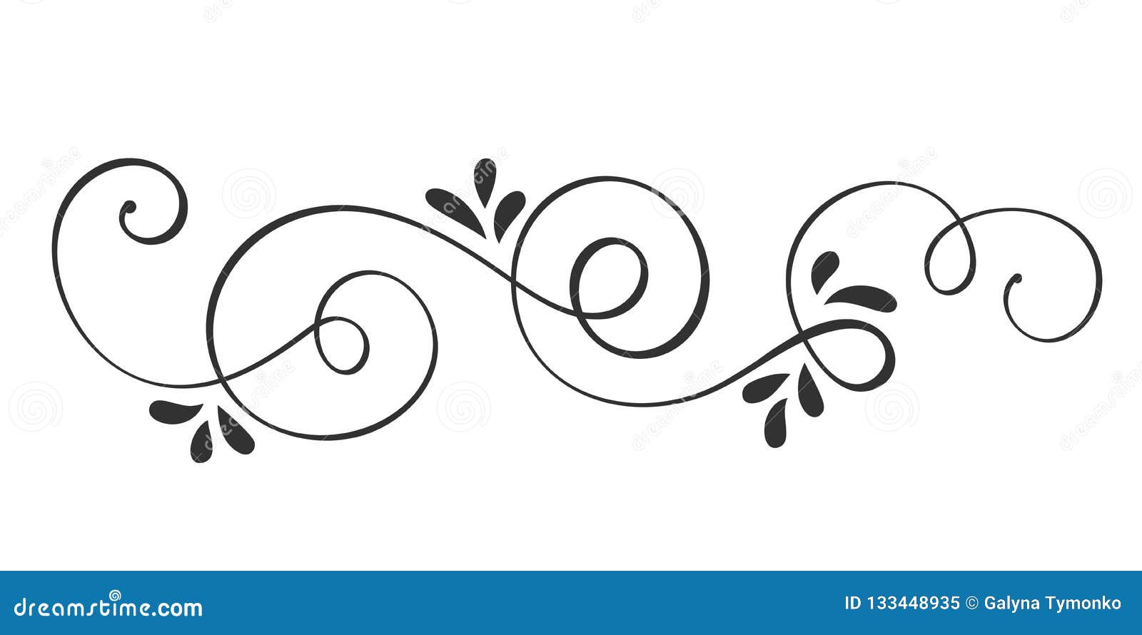 Vector Hand Drawn Calligraphic Spring Flourish Design Elements. Floral ...