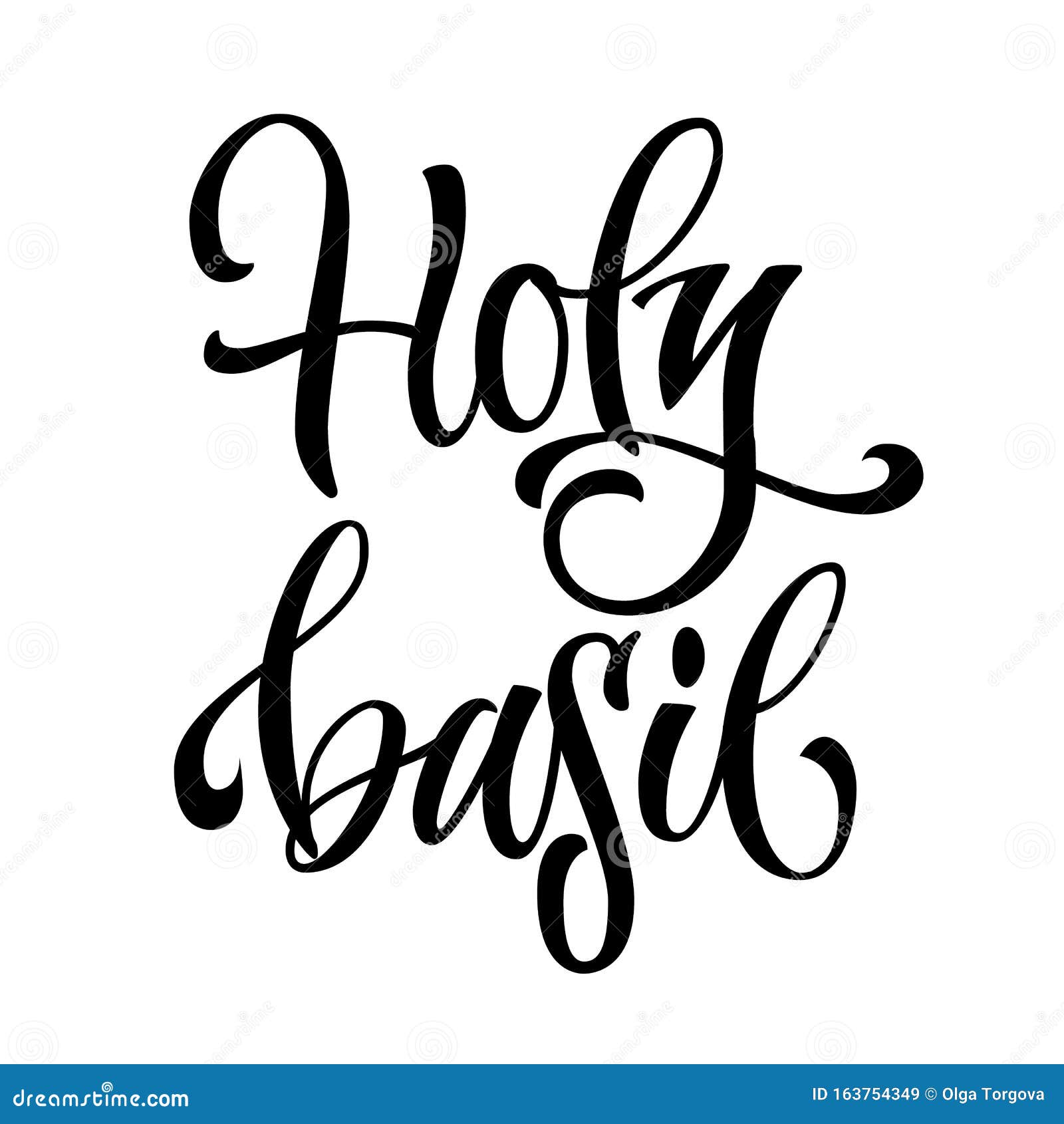 Vector Hand Drawn Calligraphy Style Lettering Word - Holy Basil Stock ...