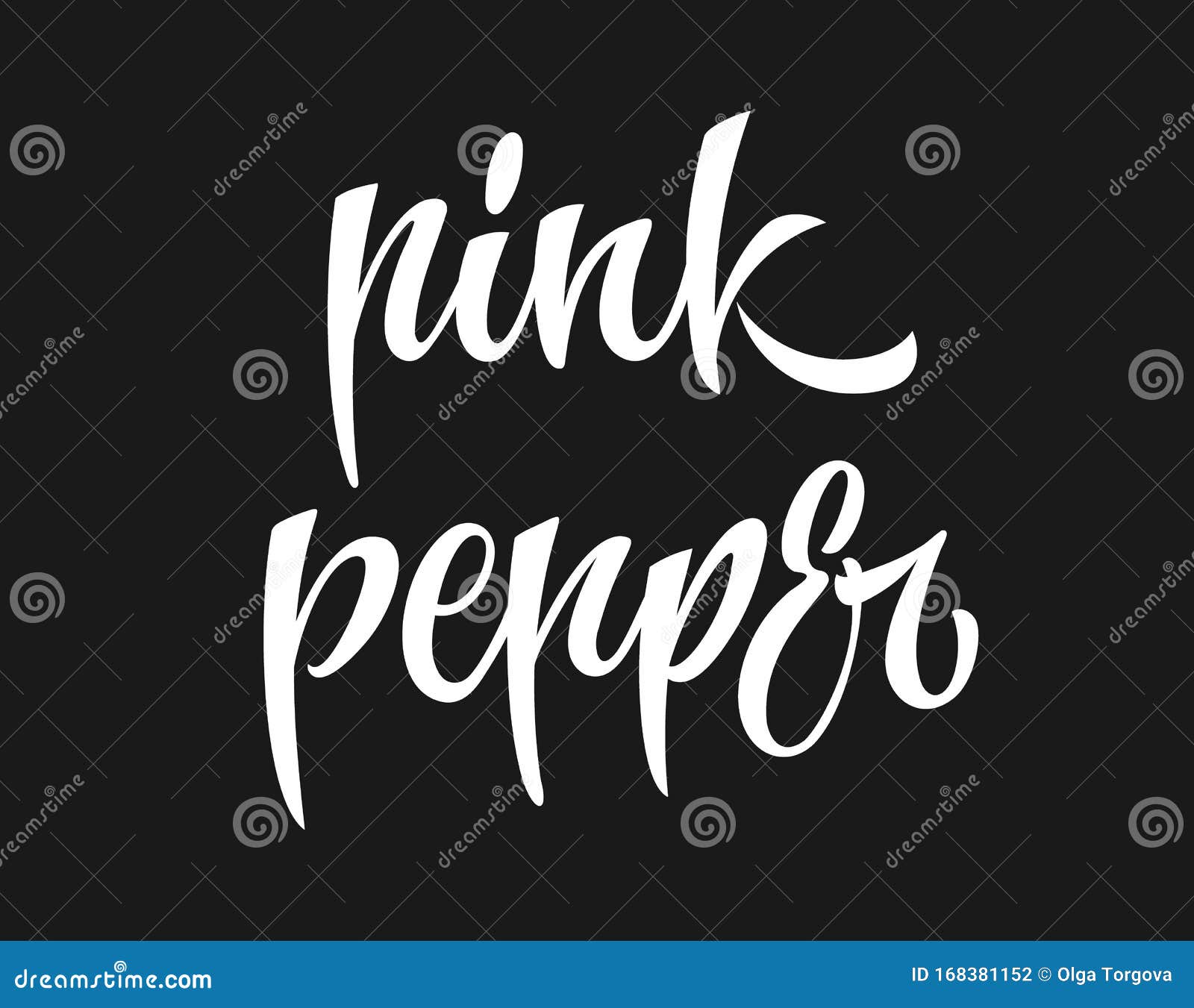 Vector Hand Drawn Calligraphy Style Lettering Word - Pink Pepper. Stock ...