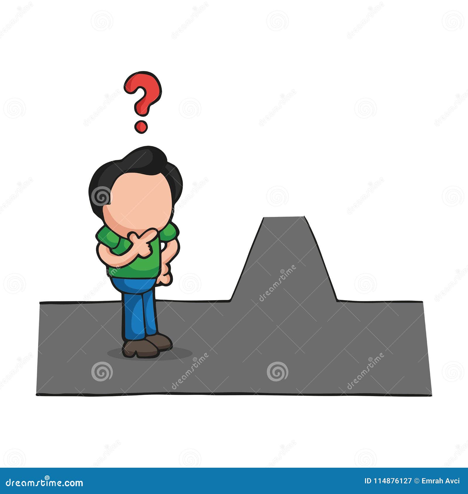Vector Hand-drawn Cartoon of Confused Man on Road Separation Stock ...