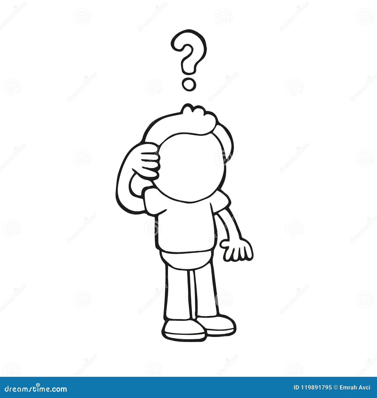 Vector Hand-drawn Cartoon of Confused Man Thinking with Question Stock ... Vector Hand-drawn Cartoon of Confused Man Thinking with Question Stock ...