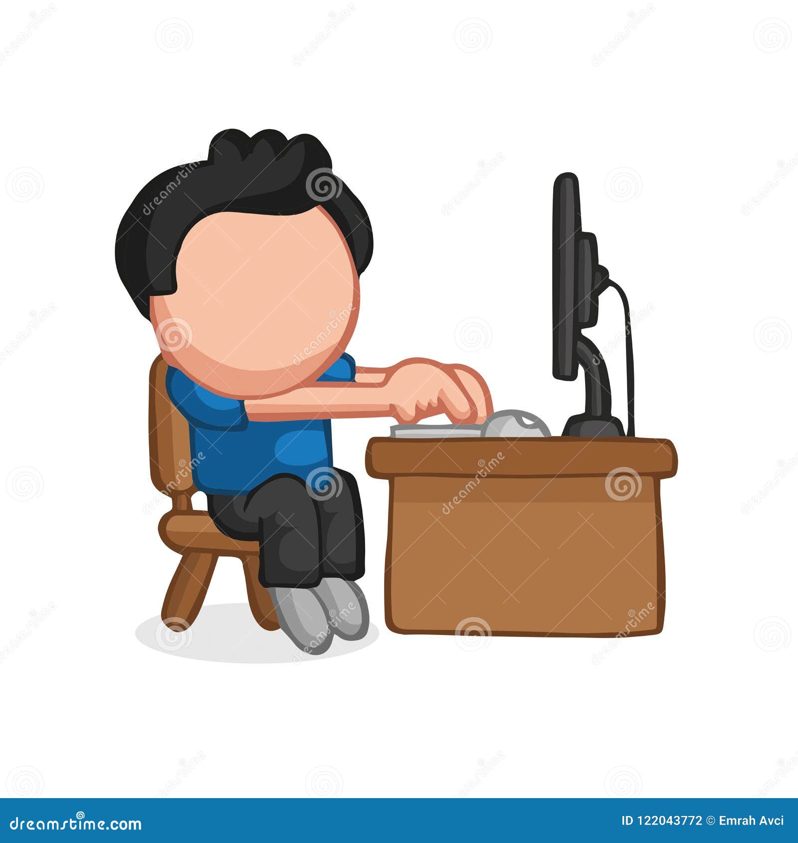 Man Sitting At Computer Clipart