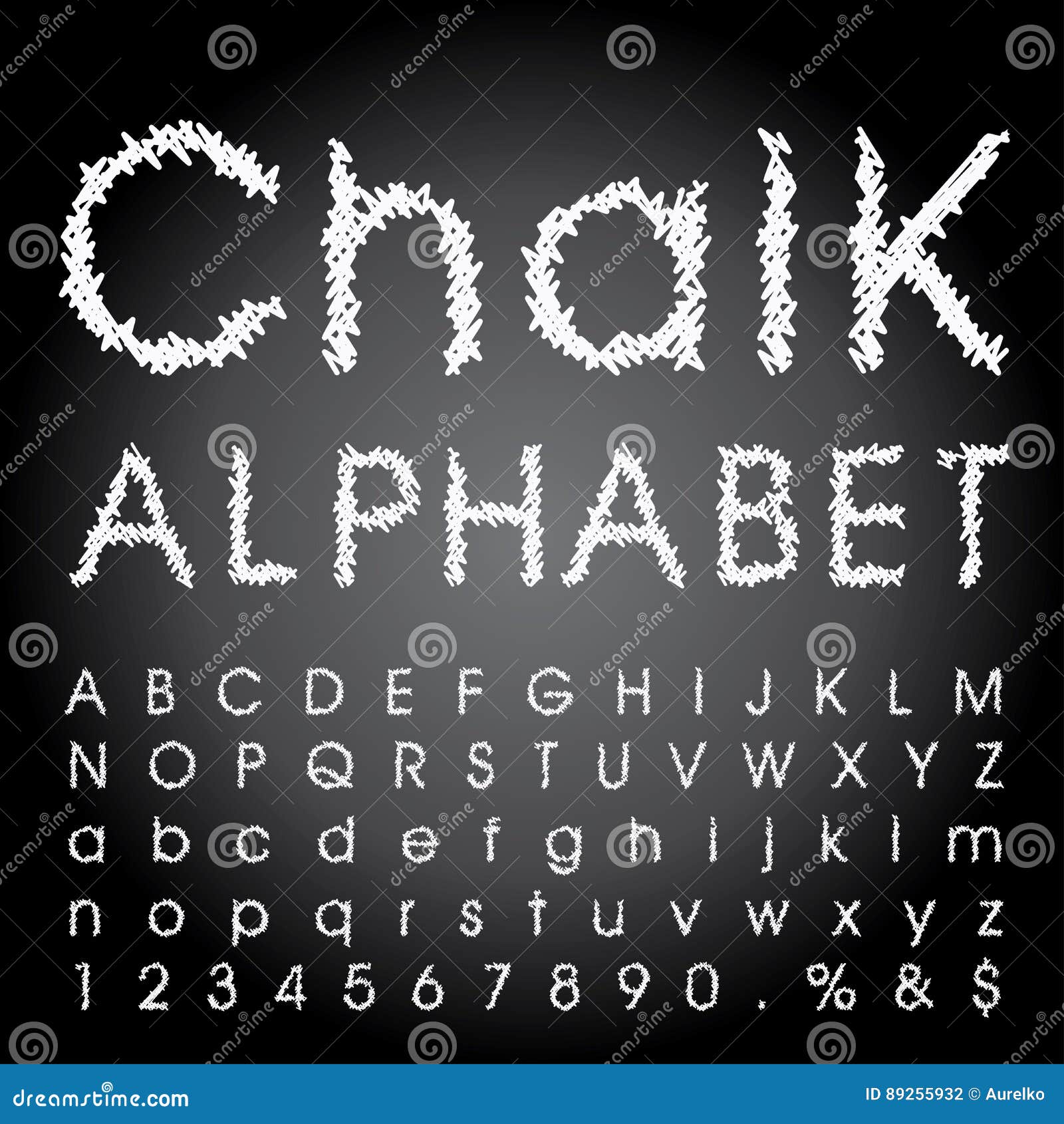 Vector Hand Drawn Chalk Alphabet Stock Vector - Illustration of font ...