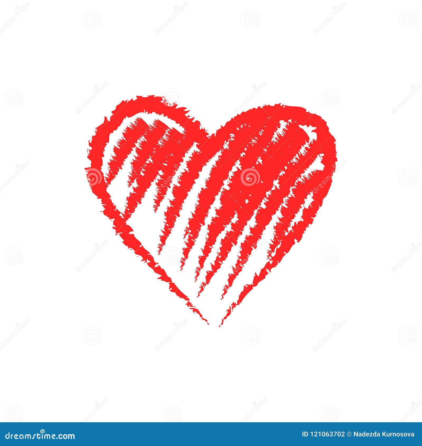 Vector Hand-drawn Red Heart. Stock Illustration - Illustration of ...