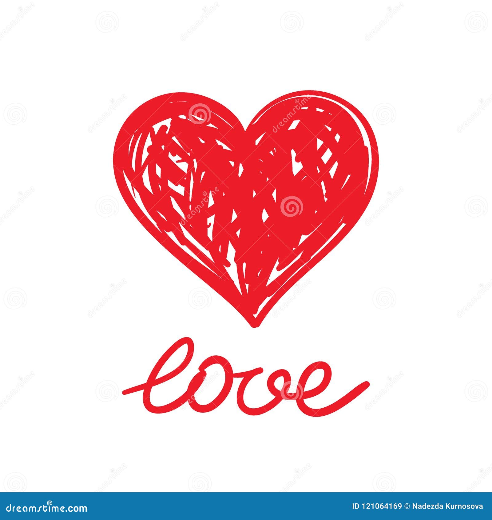 Vector Hand-drawn Red Heart. Stock Illustration - Illustration of decor ...
