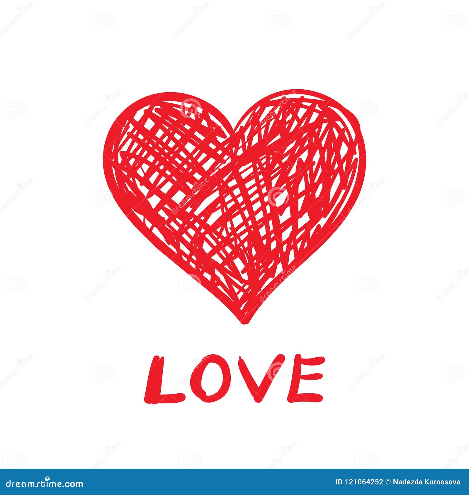 Vector Hand-drawn Red Heart. Stock Illustration - Illustration of ...