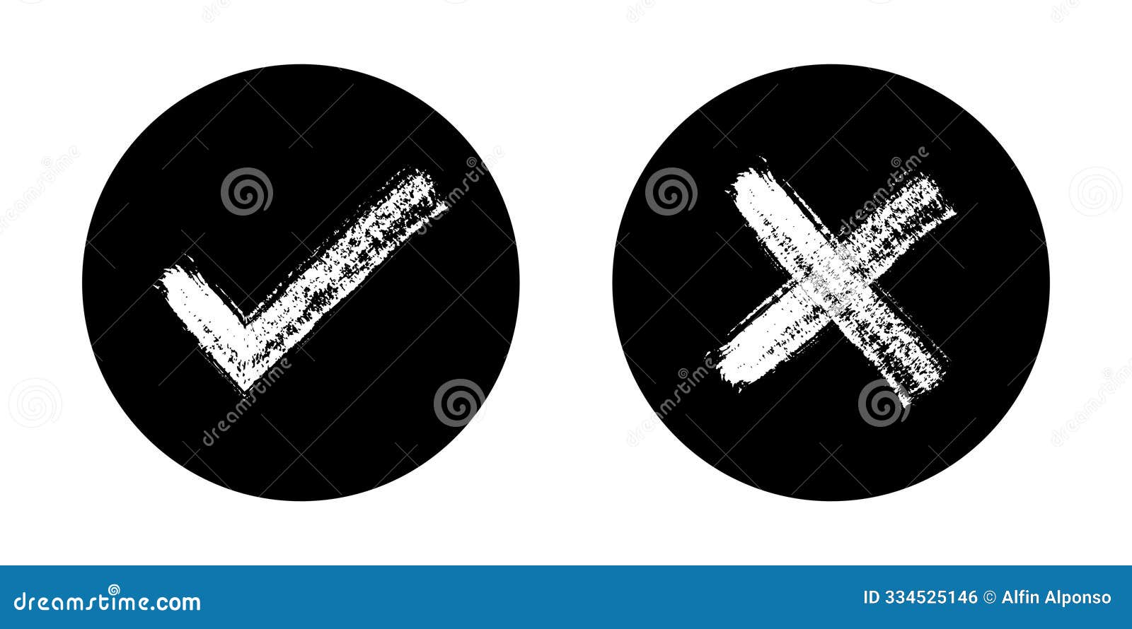 Vector Hand Drawn Check Mark and Cross Mark in Grunge Style Stock ...