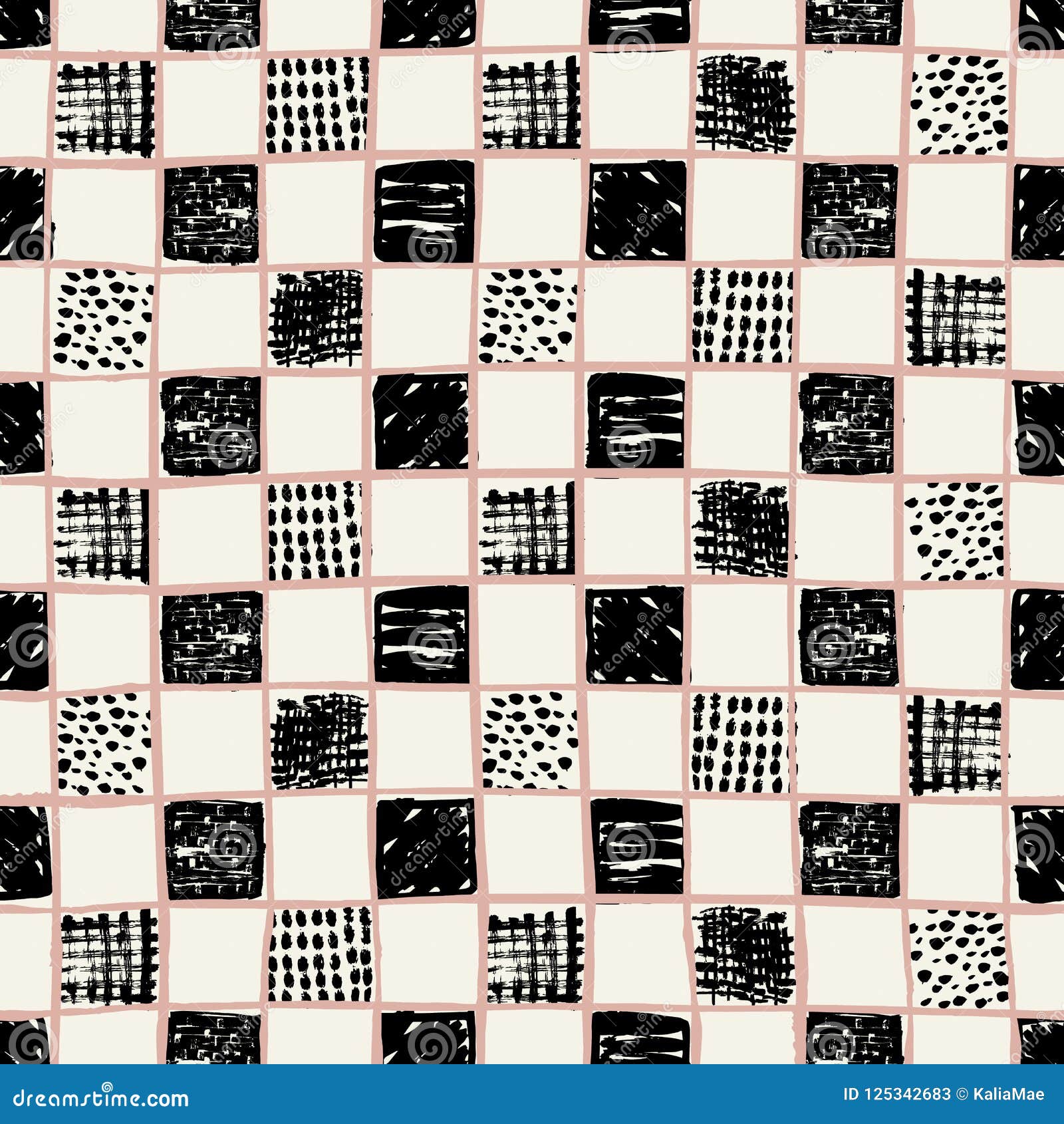 Checkers Pattern. Seamless Vector Game Background With Draughts ...