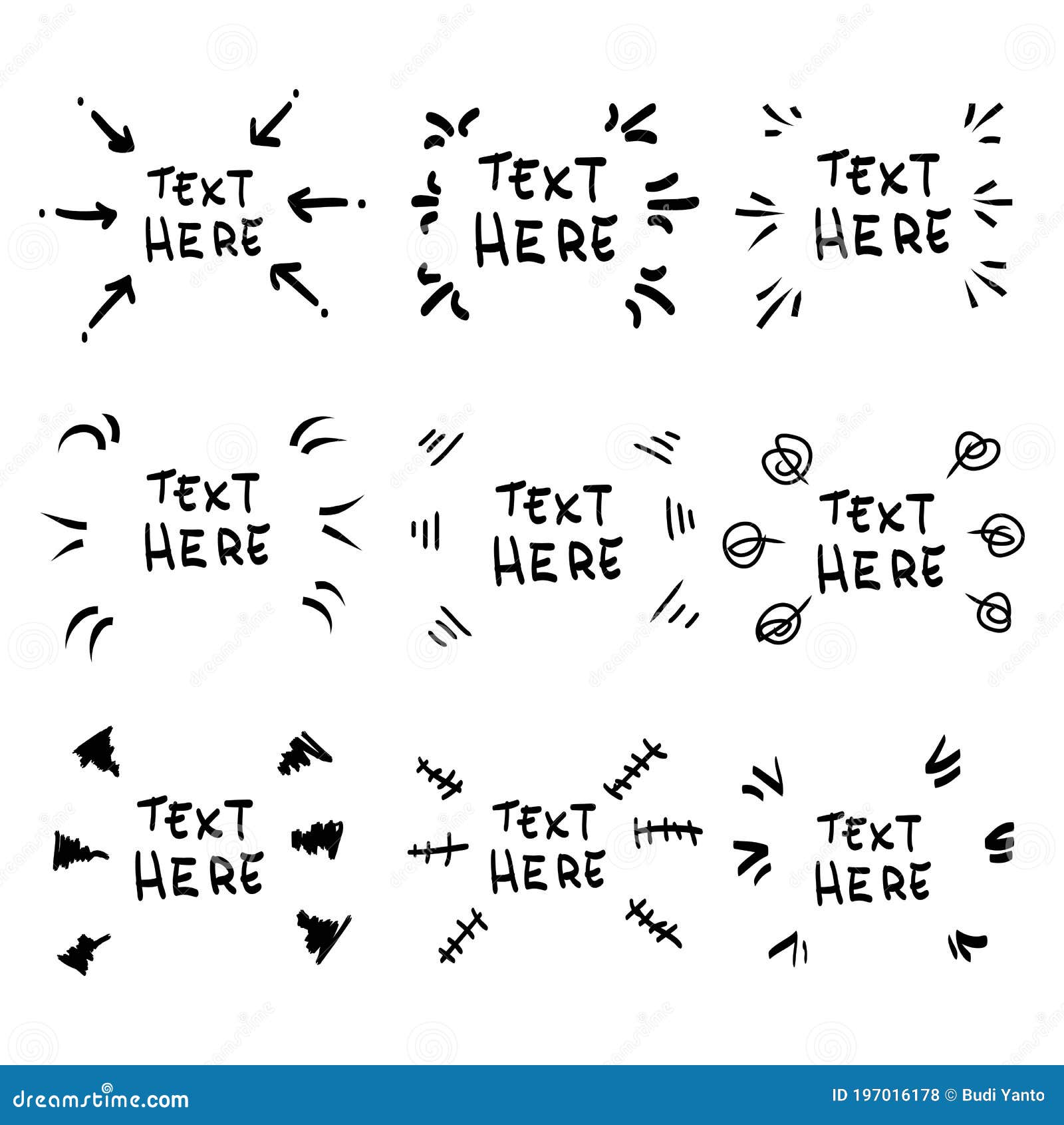 Vector Hand Drawn Collection of Design Elements for Emphasis Text Stock ...