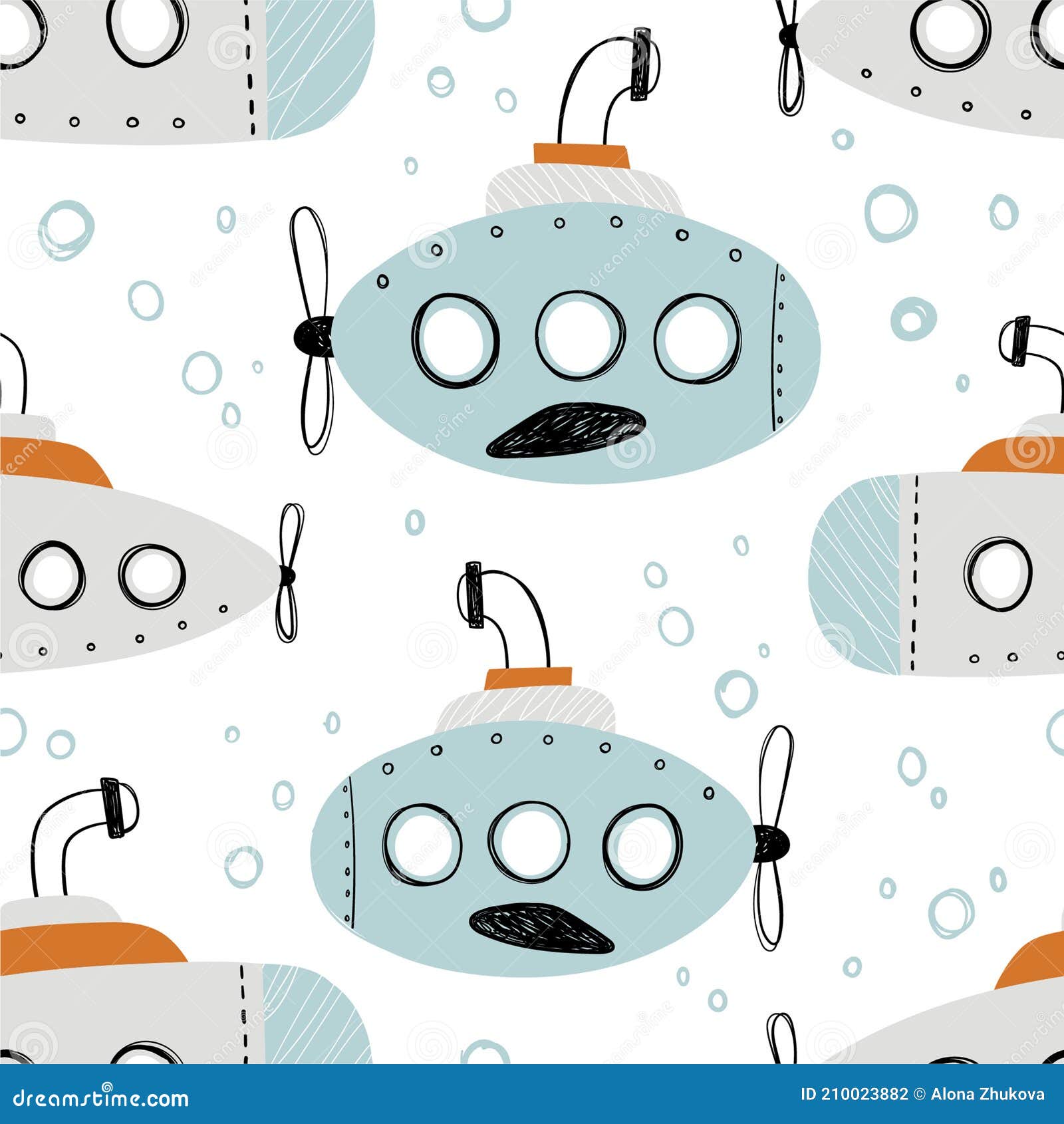 Vector Hand-drawn Color Seamless Repeating Childish Simple Pattern with ...