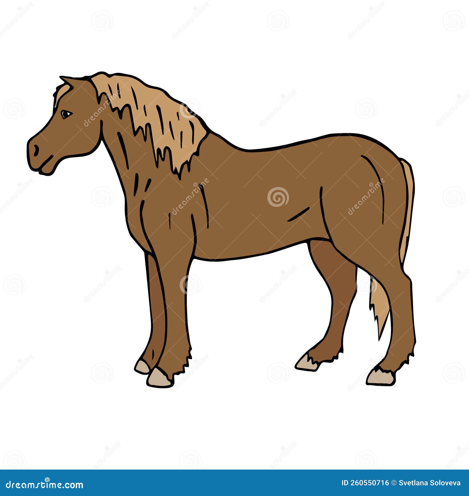 Vector Hand Drawn Colored Draft Horse Stock Vector - Illustration of ...