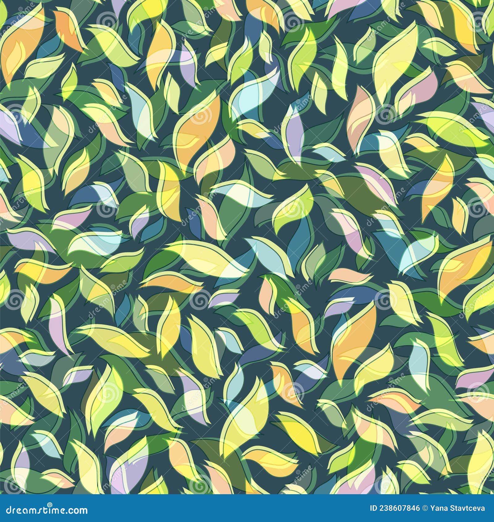 Vector Hand Drawn Colourful Spring Leaves Stock Vector - Illustration ...