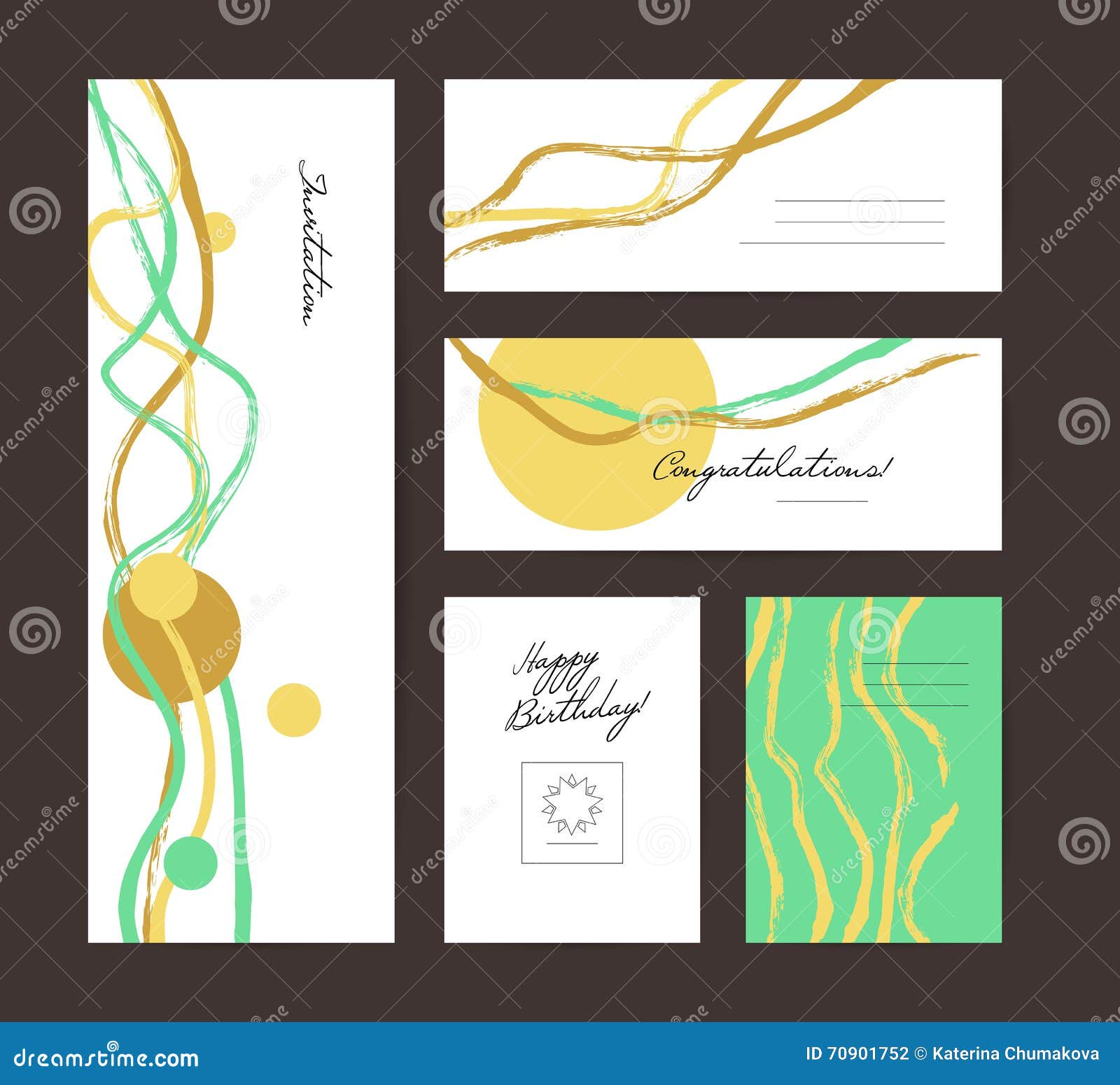 Vector Hand Drawn Congratulation Cards. Stock Vector - Illustration of ...