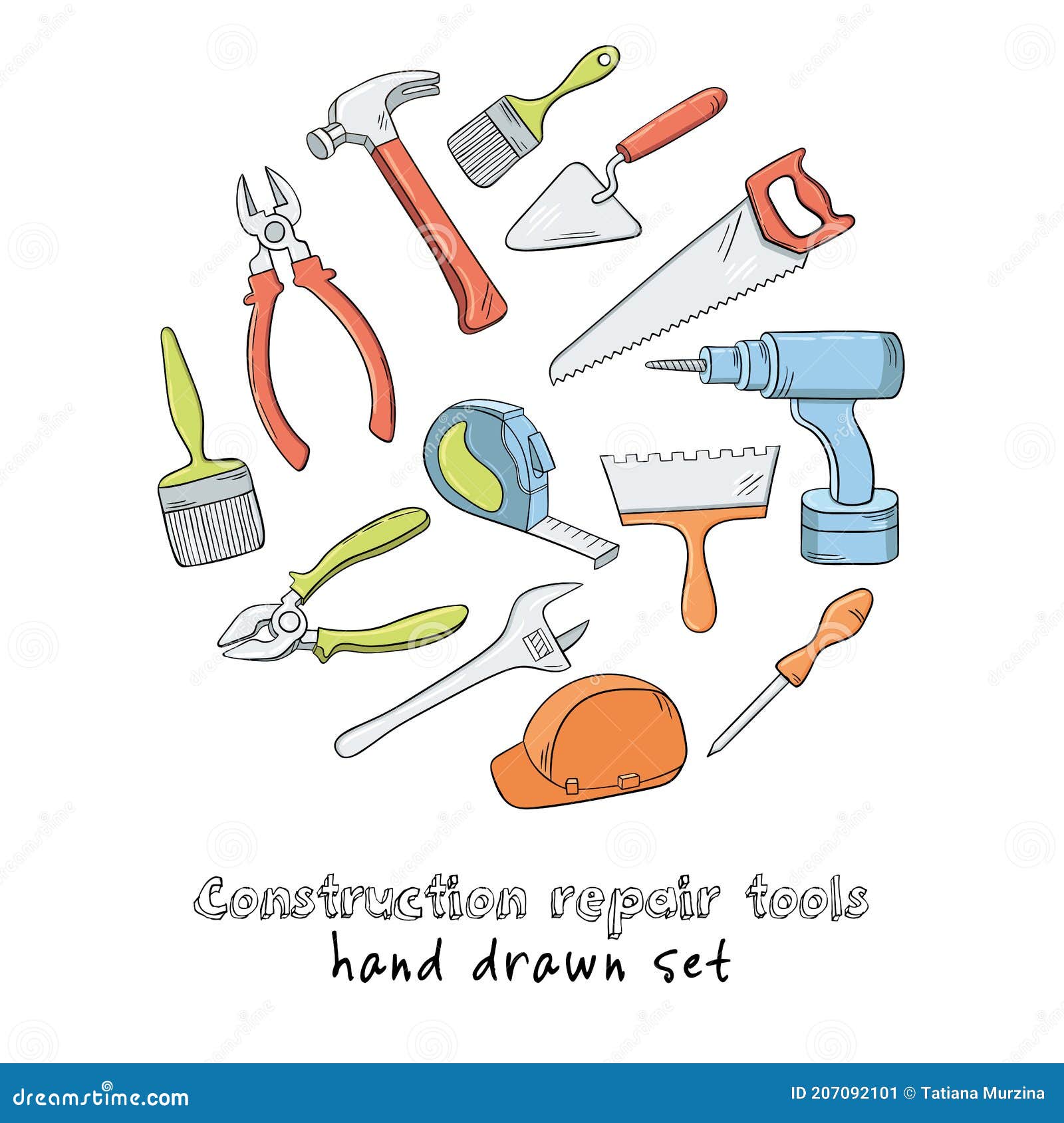 Vector Hand Drawn Construction and Repair Tools Set Stock Vector ...