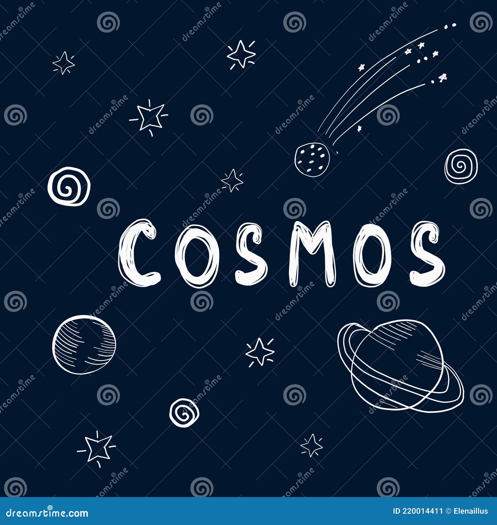 Vector Hand Drawn Cosmos, Galaxy, Space Elements. Stock Vector ...