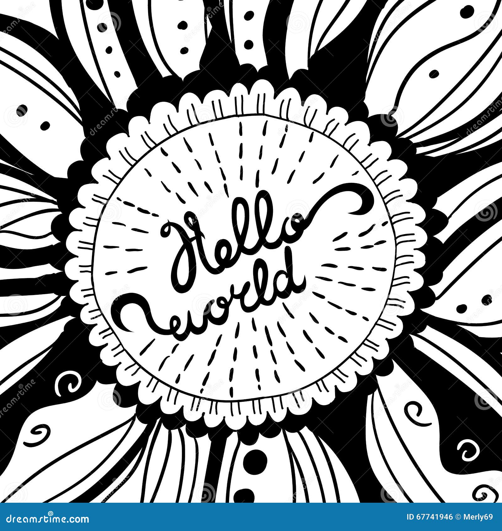 Vector Hand-drawn Creative Lettering. Hello World. Stock Vector ...