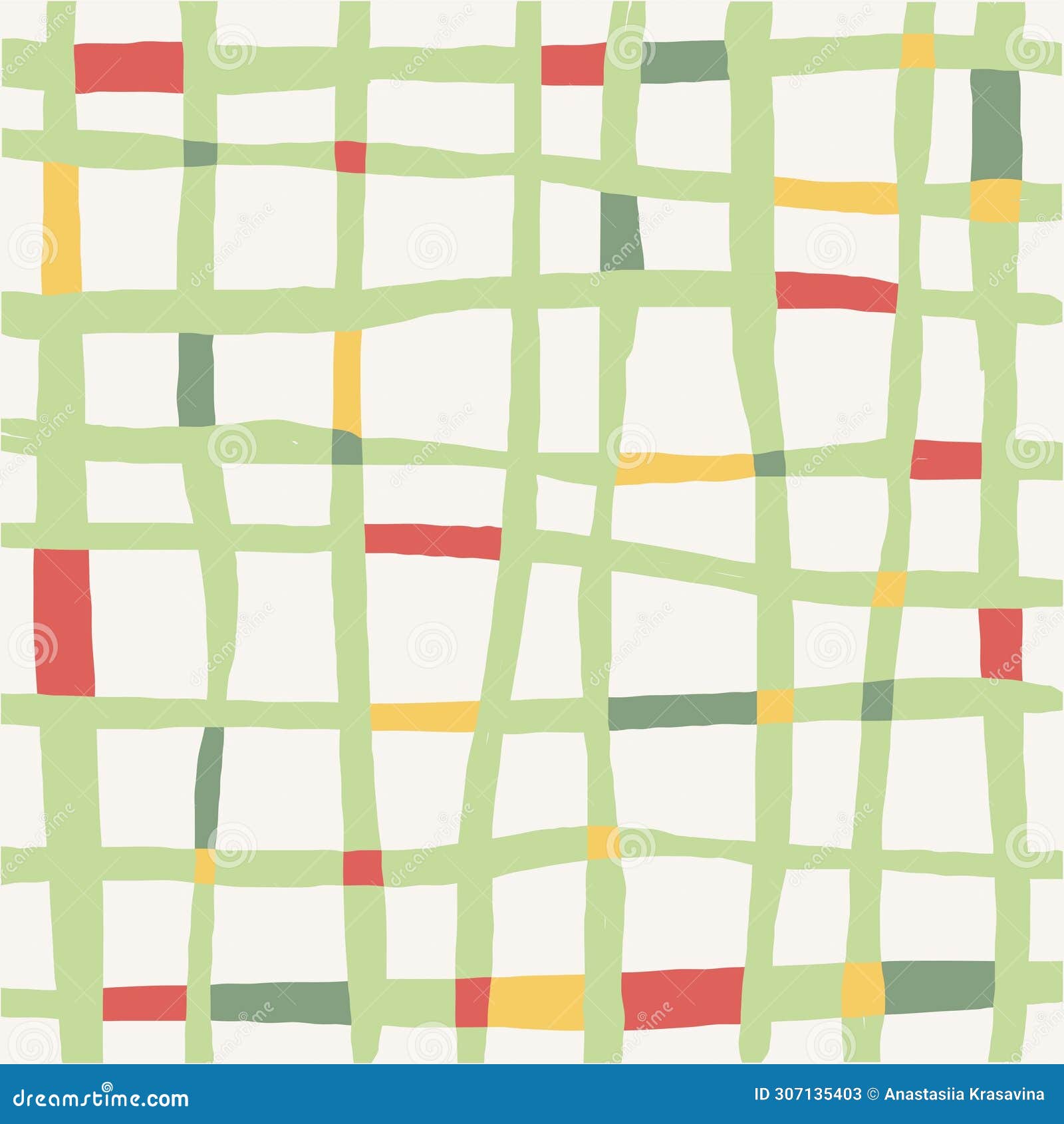 Vector Hand Drawn Cute Checkered Grid Pattern. Doodle Plaid Geometrical ...